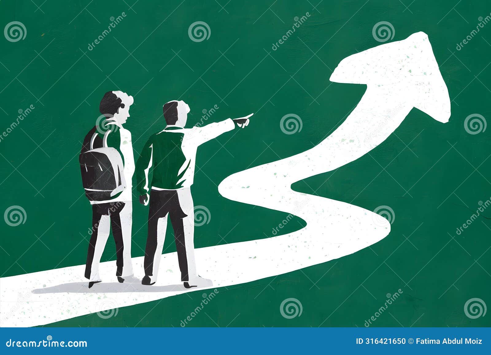 Two Hikers Navigate Path Together, One Offers Direction with Large ...