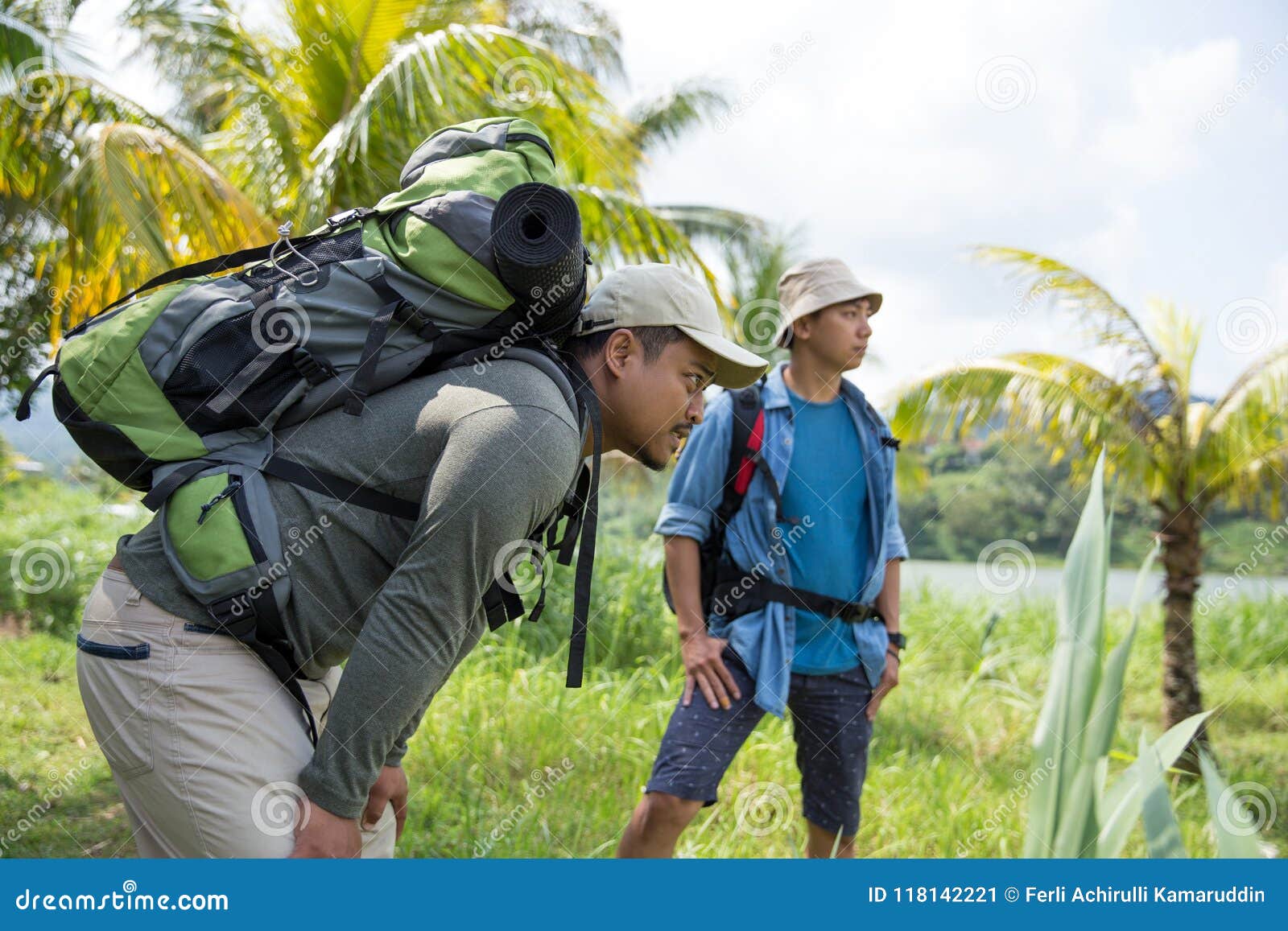 Two hikers out trekking stock image. Image of asian - 118142221