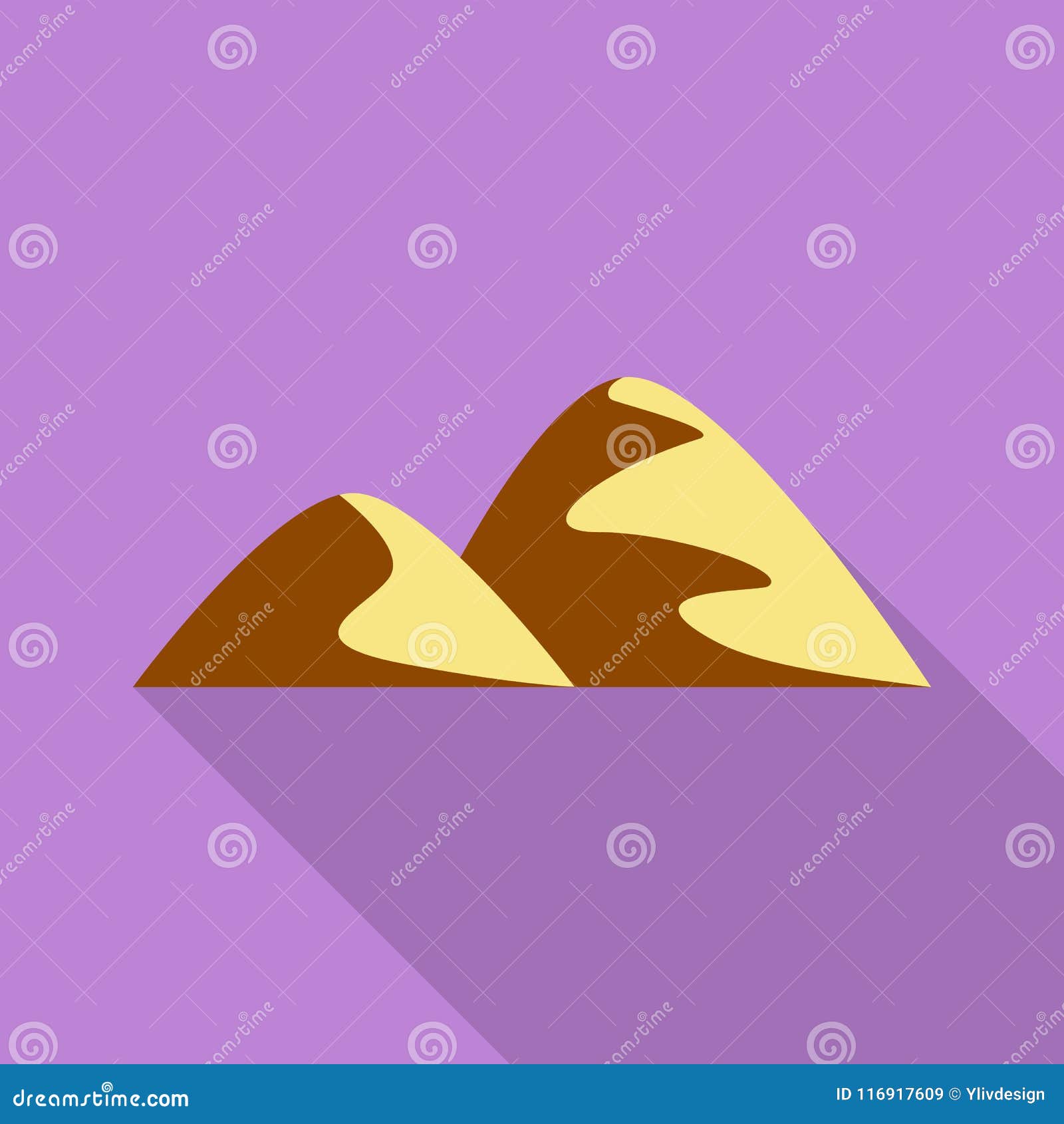Two hills icon, flat style stock vector. Illustration of flat - 116917609