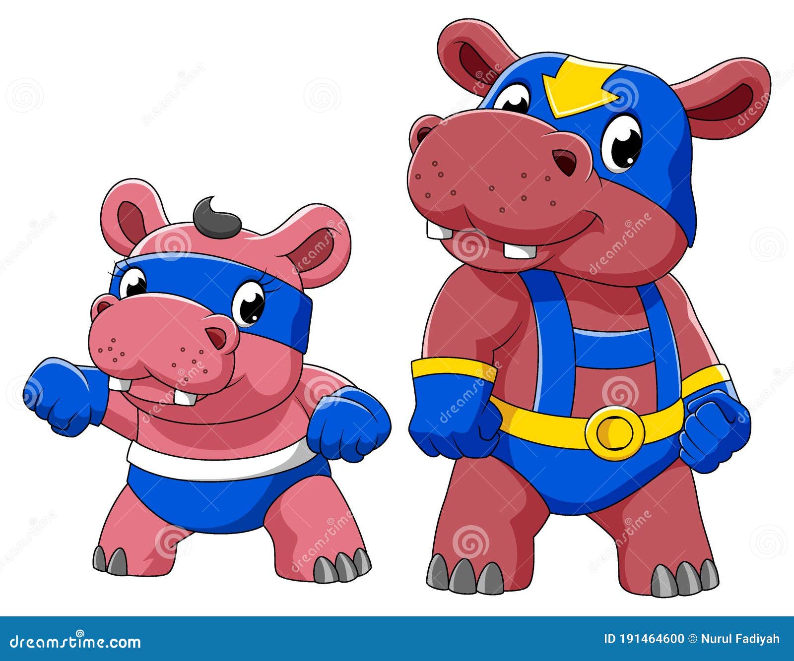 Two Hippo in a Superhero Costume Stock Vector - Illustration of cartoon ...