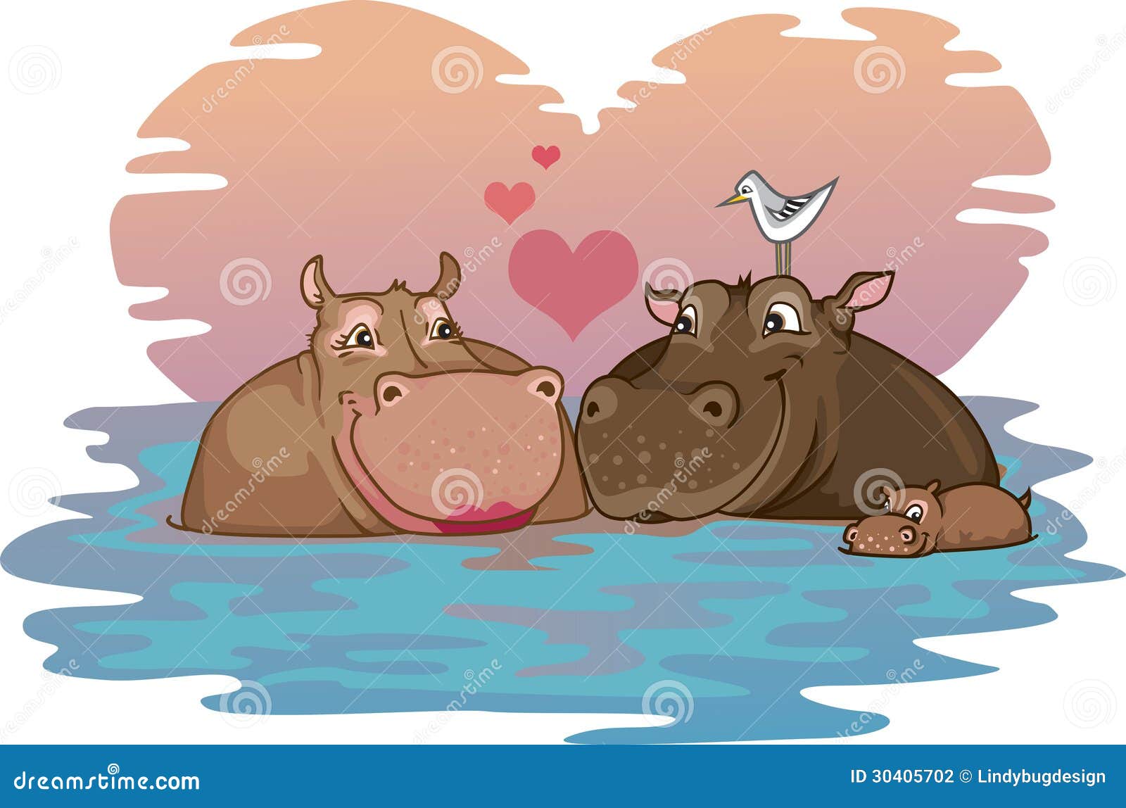 Two Hippos in Love stock vector. Illustration of amour - 30405702