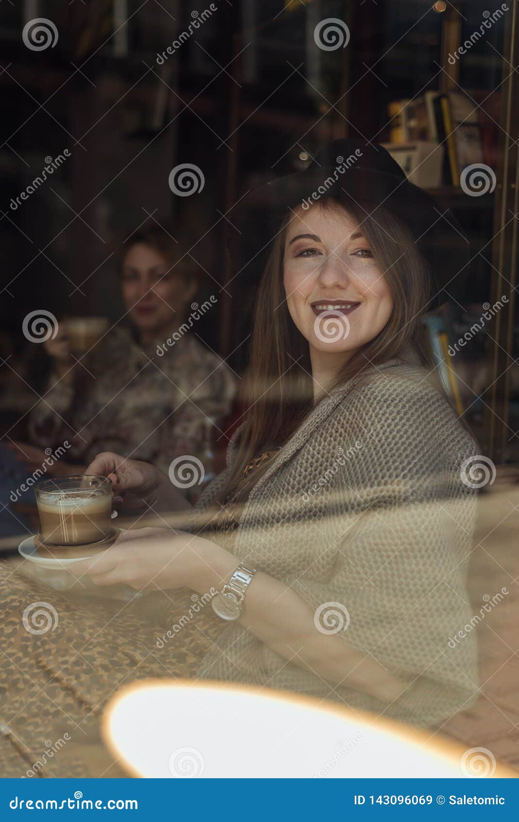Two Hipster Girls Drinking Coffee Stock Image - Image of cafe, cheerful ...