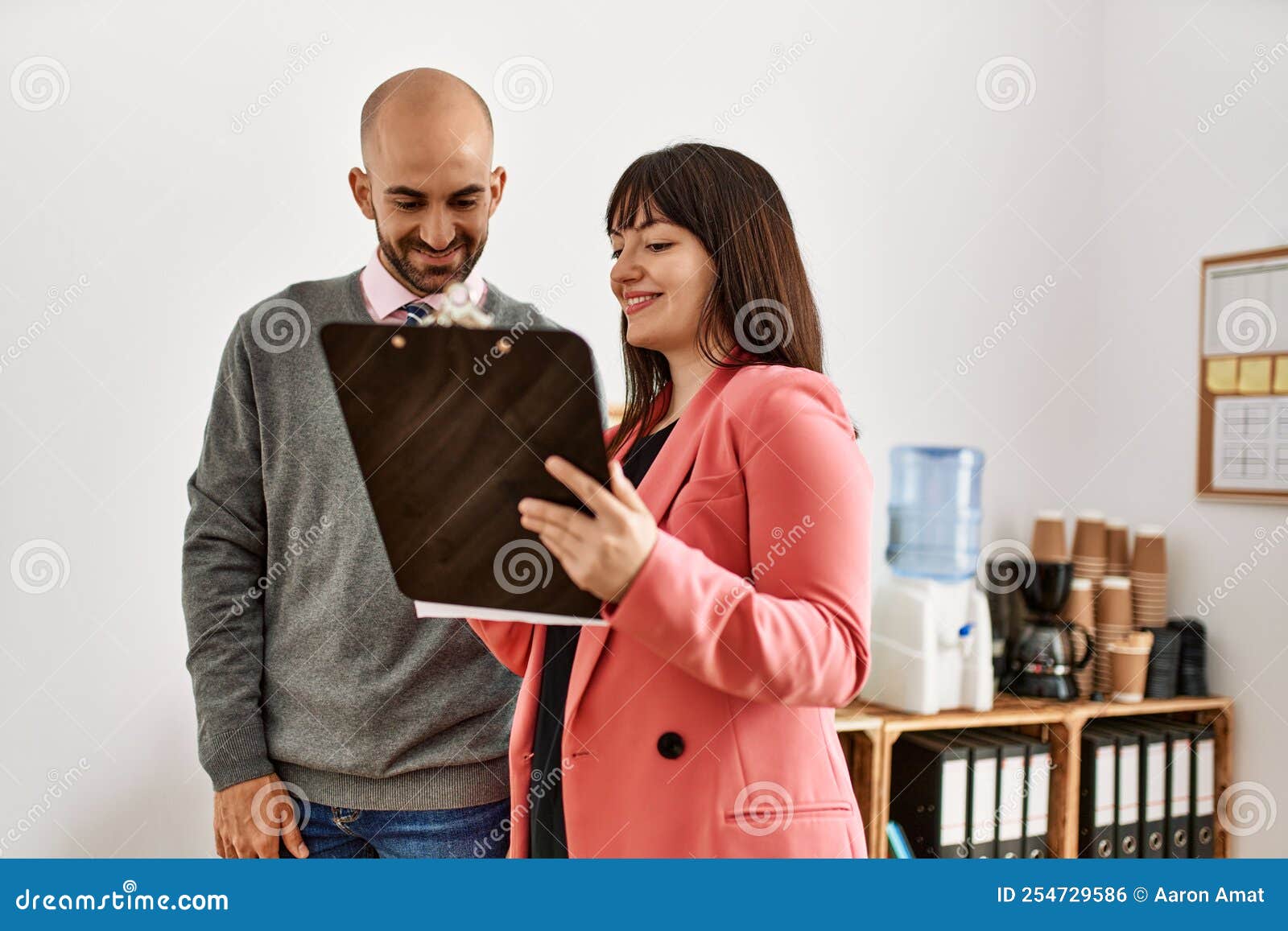 Two Hispanic Business Workers Smiling Happy Working at the Office Stock ...