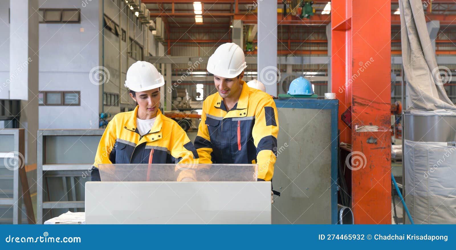 Two Hispanic Labor Dressed in Hardhat and Polyester Jacket Uniform ...