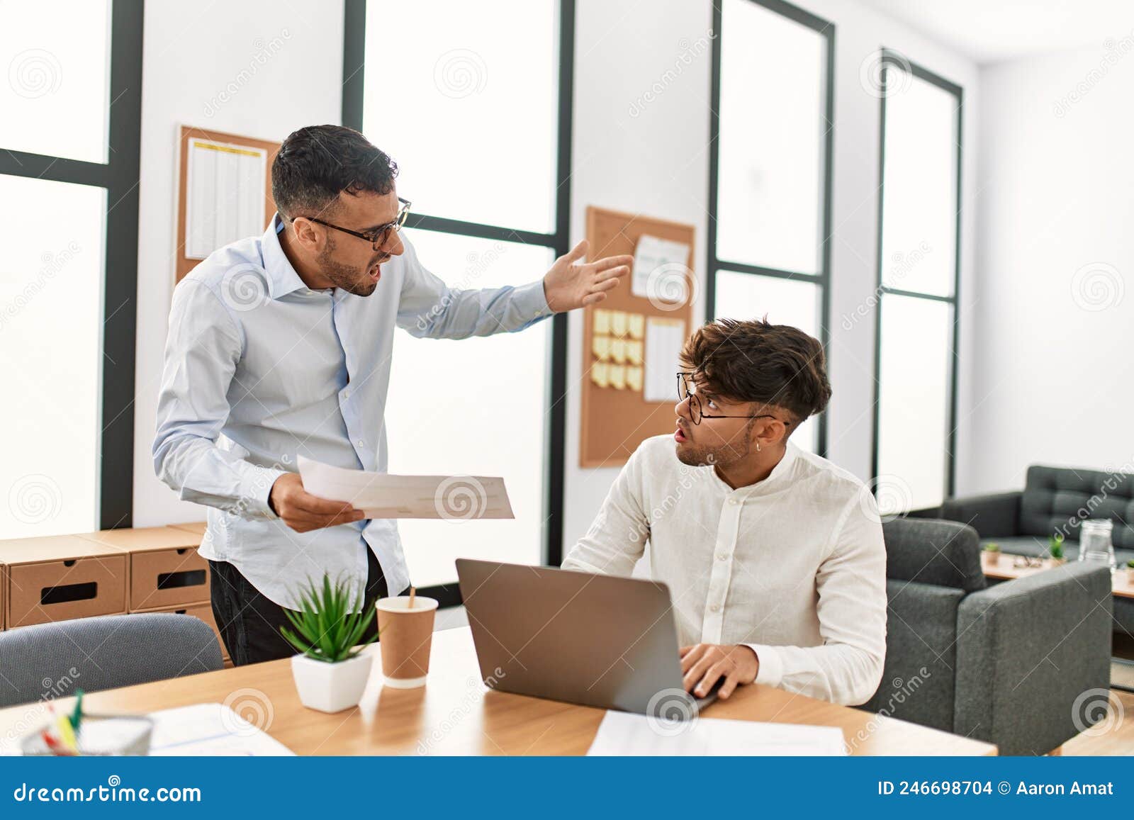 Two Hispanic Men Business Workers Arguing at Office Stock Photo - Image ...