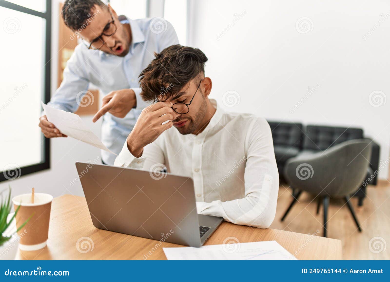 Two Hispanic Men Business Workers Arguing at Office Stock Photo - Image ...