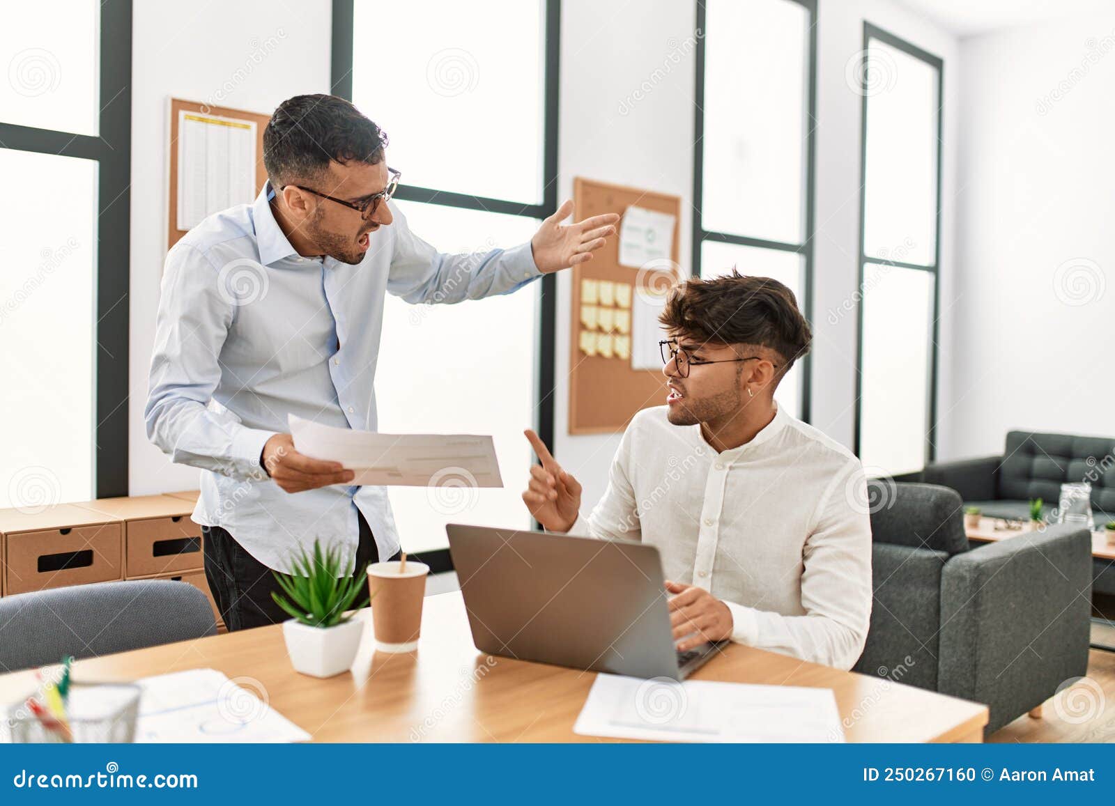 Two Hispanic Men Business Workers Arguing at Office Stock Photo - Image ...