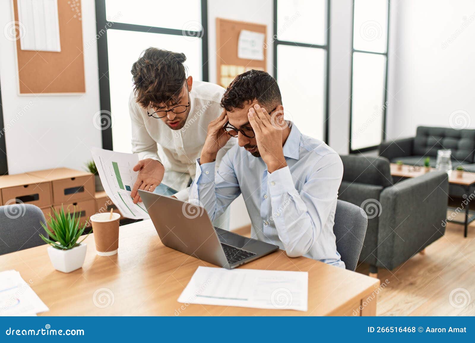 Two Hispanic Men Business Workers Arguing at Office Stock Photo - Image ...