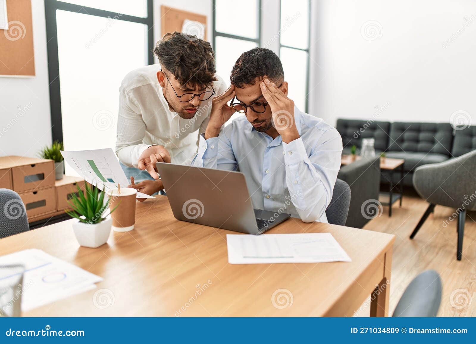 Two Hispanic Men Business Workers Arguing at Office Stock Image - Image ...