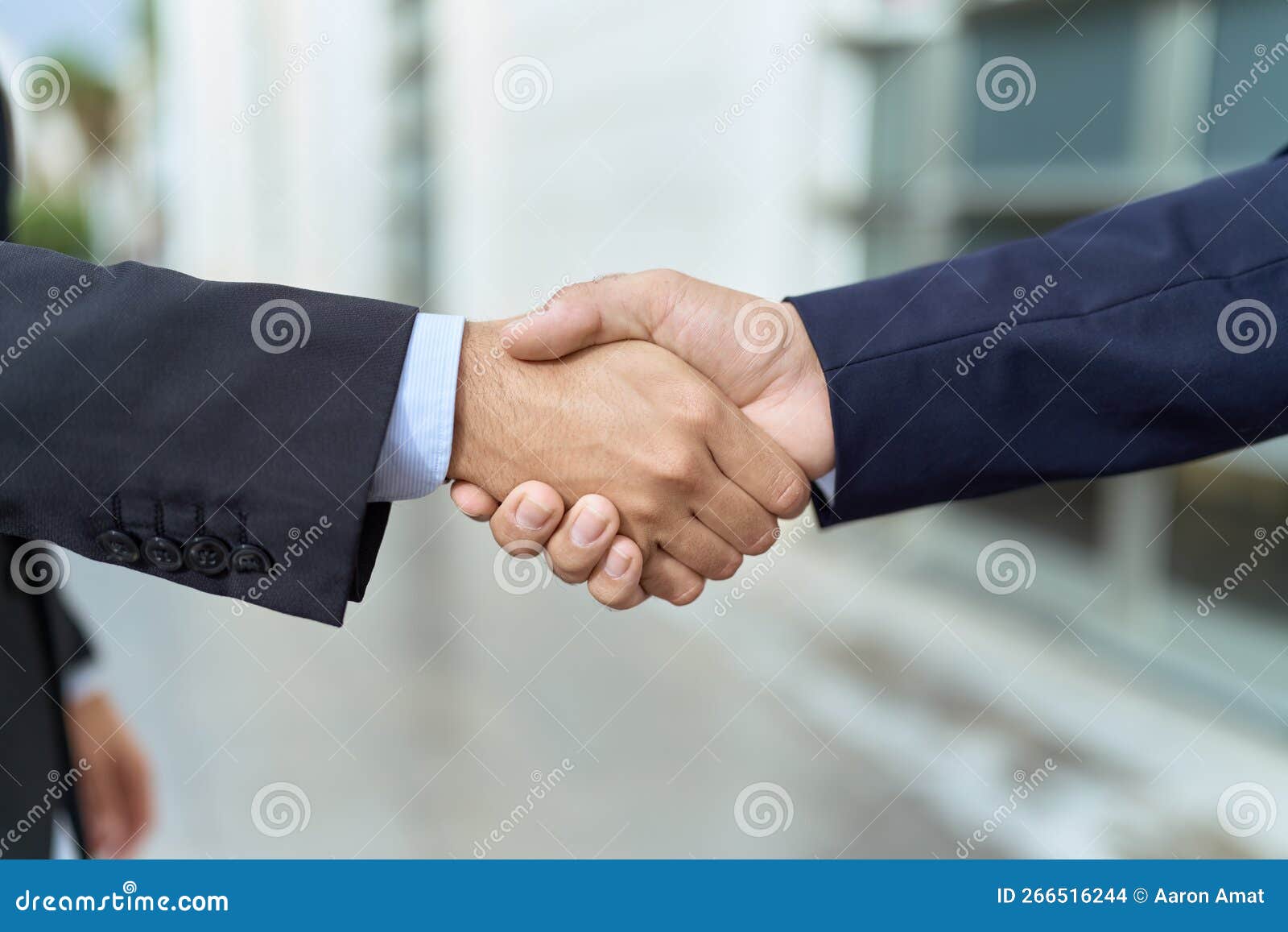 Two Hispanic Men Business Workers Shake Hands at Street Stock Photo ...