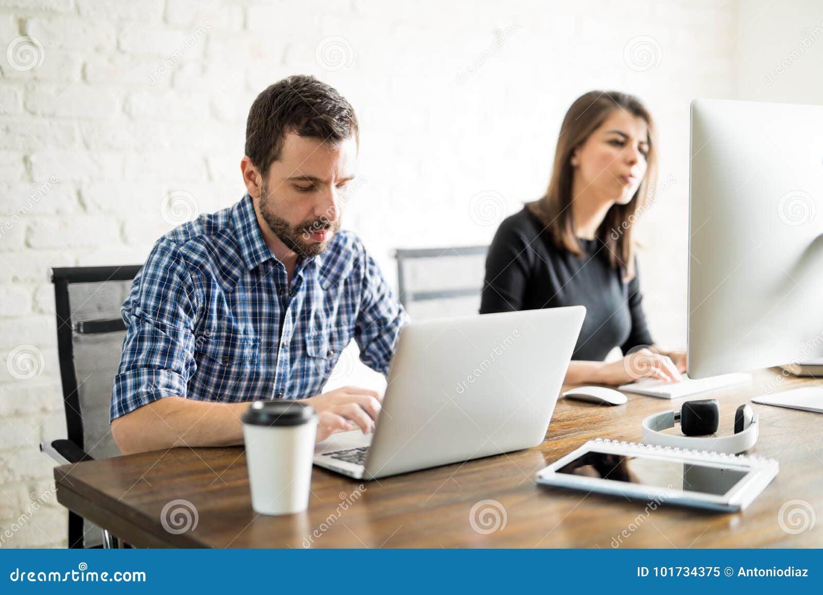 Business Partners Focused on a Project Stock Image - Image of work ...