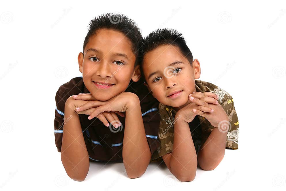 Two Hispanic Young Brothers Smiling Stock Photo - Image of hands, happy ...