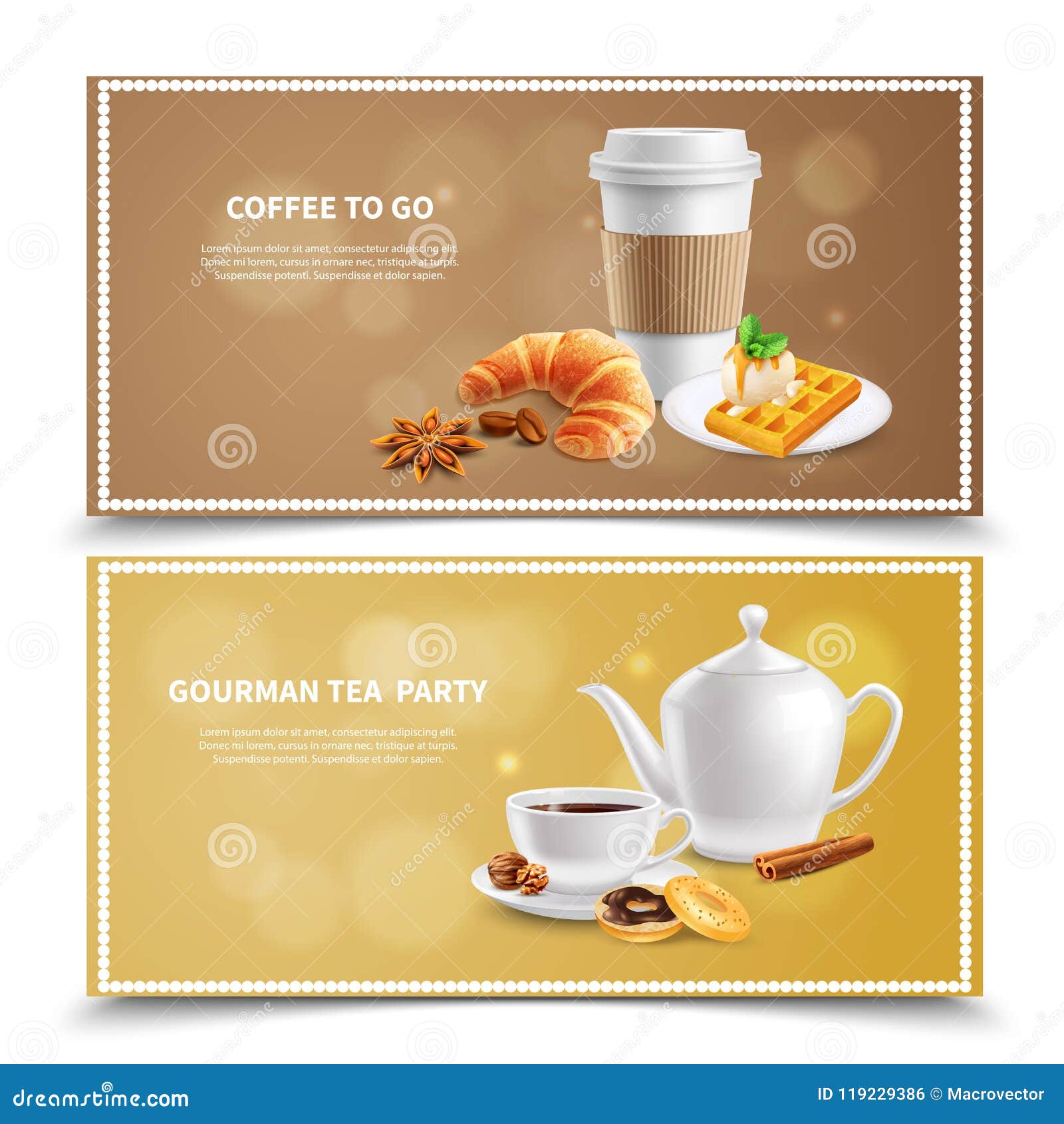 Breakfast Realistic Banners Stock Vector - Illustration of cinnamon ...