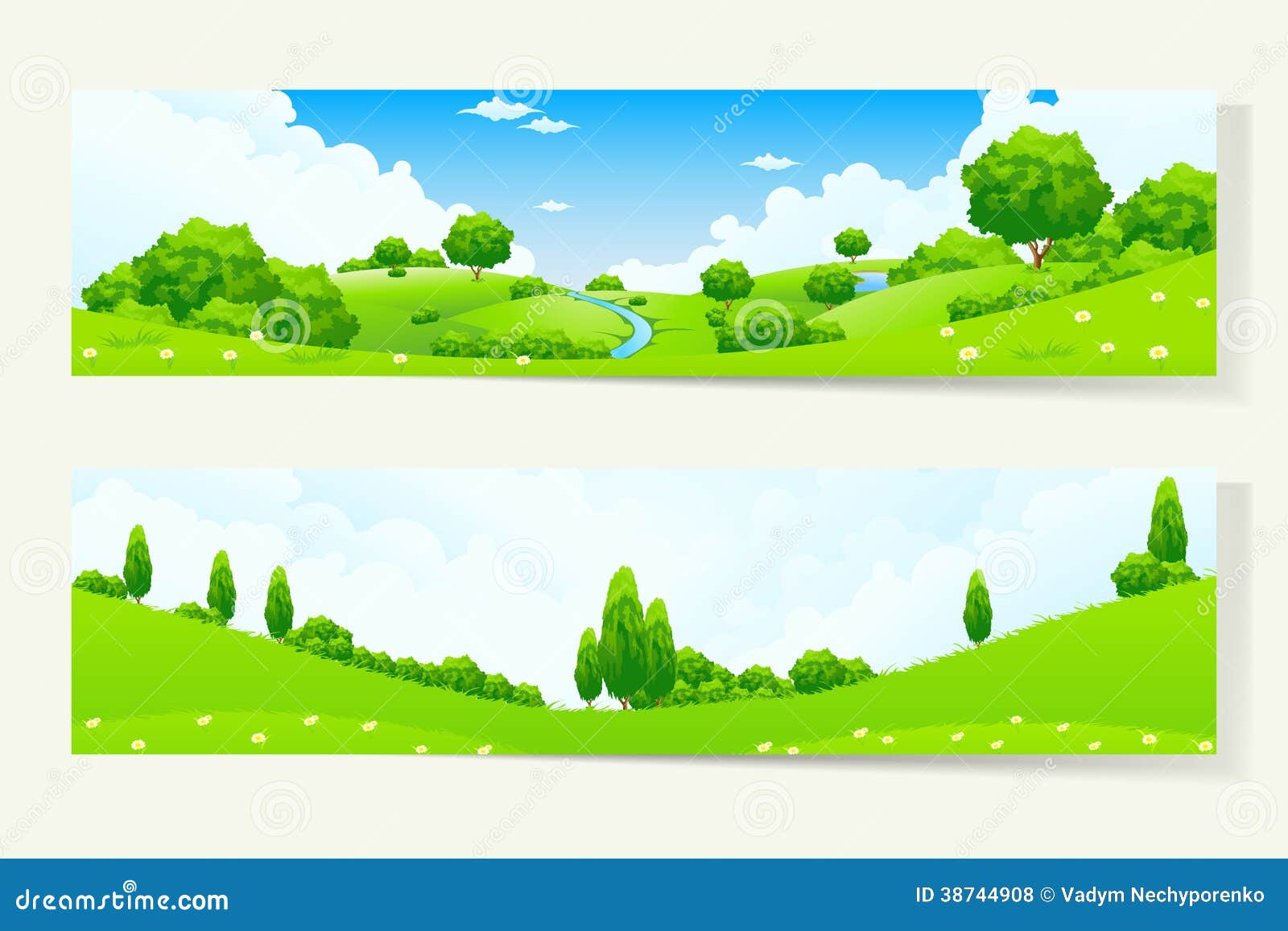 Two Horizontal Banners with Nature Landscape Stock Vector ...