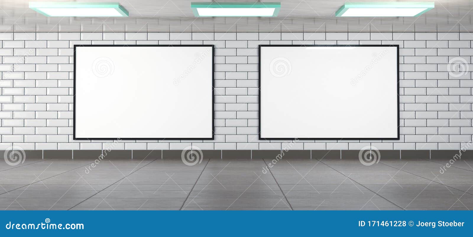 Two Horizontal Billboard Frames As Mockup, Illustration Rendered in 3D ...