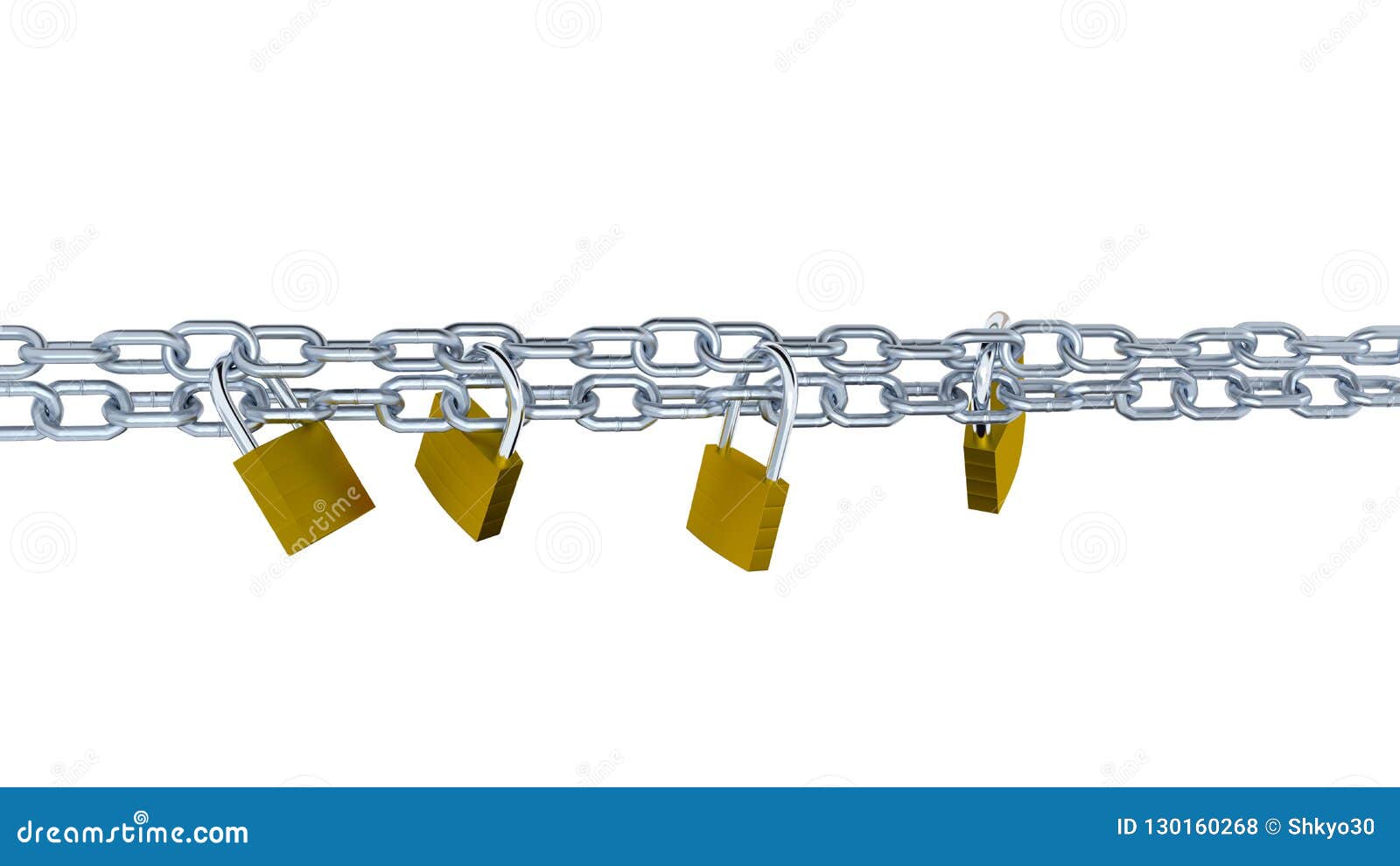 Two Horizontal Metal Chains Locked with Four Padlocks Stock ...