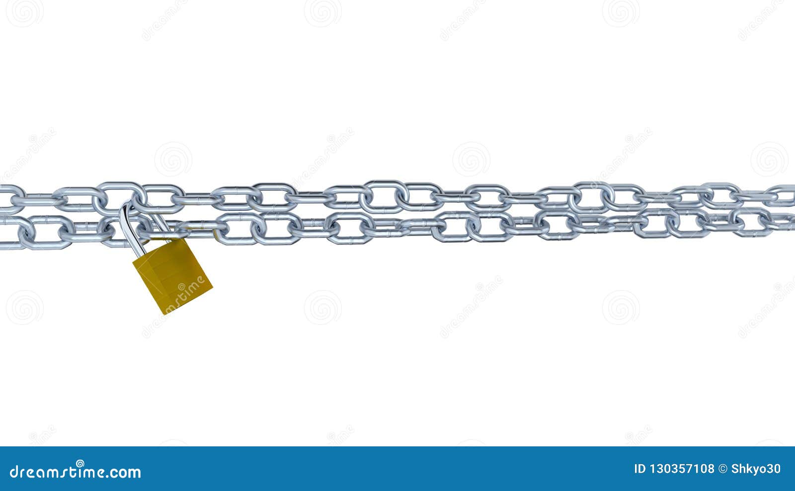 Two Horizontal Metal Chains Locked With One Padlock Stock Illustration ...
