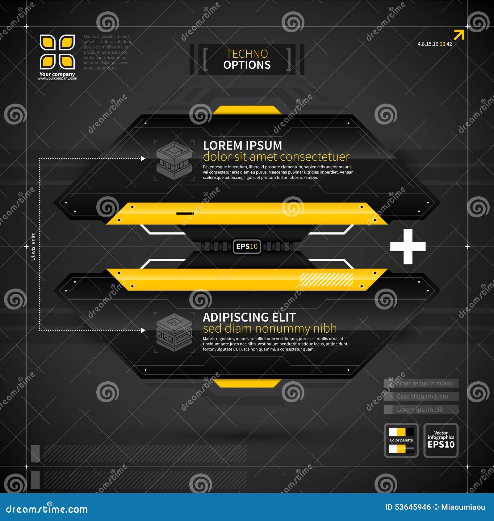 Two Horizontal Techno Options with Numbers and Text. Stock Vector ...