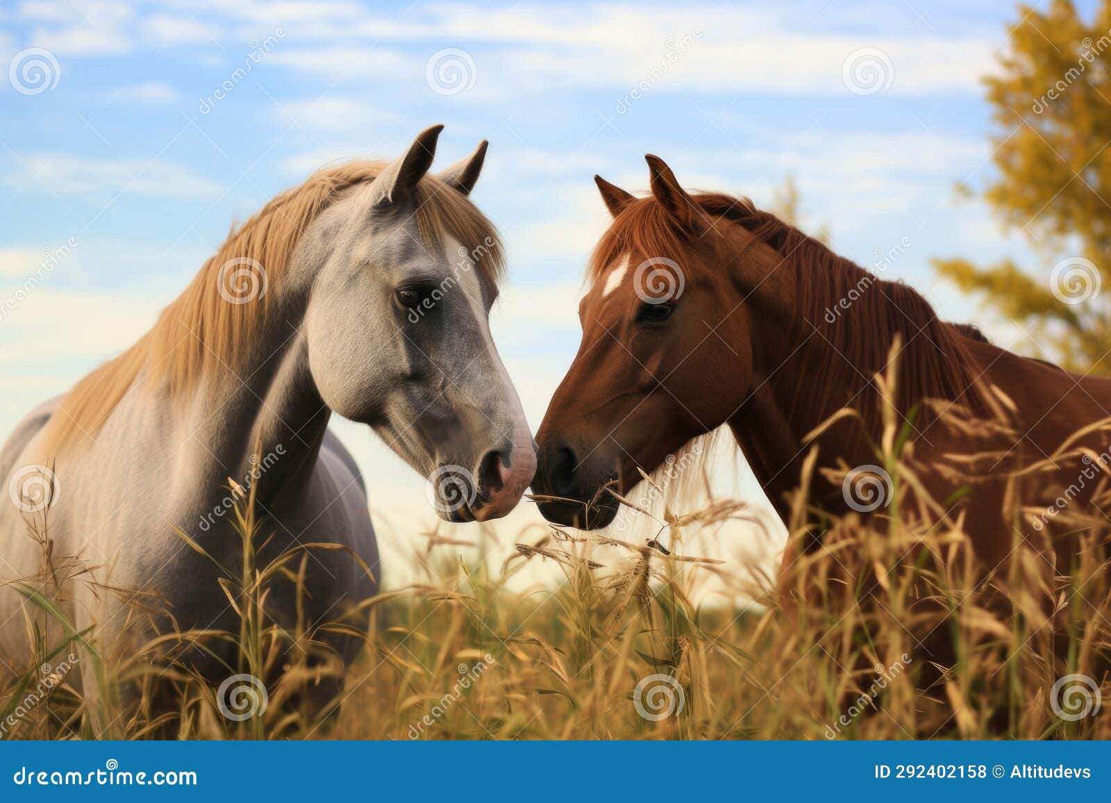 Two Horses Nuzzling Each Other in a Pasture Stock Photo - Image of ...