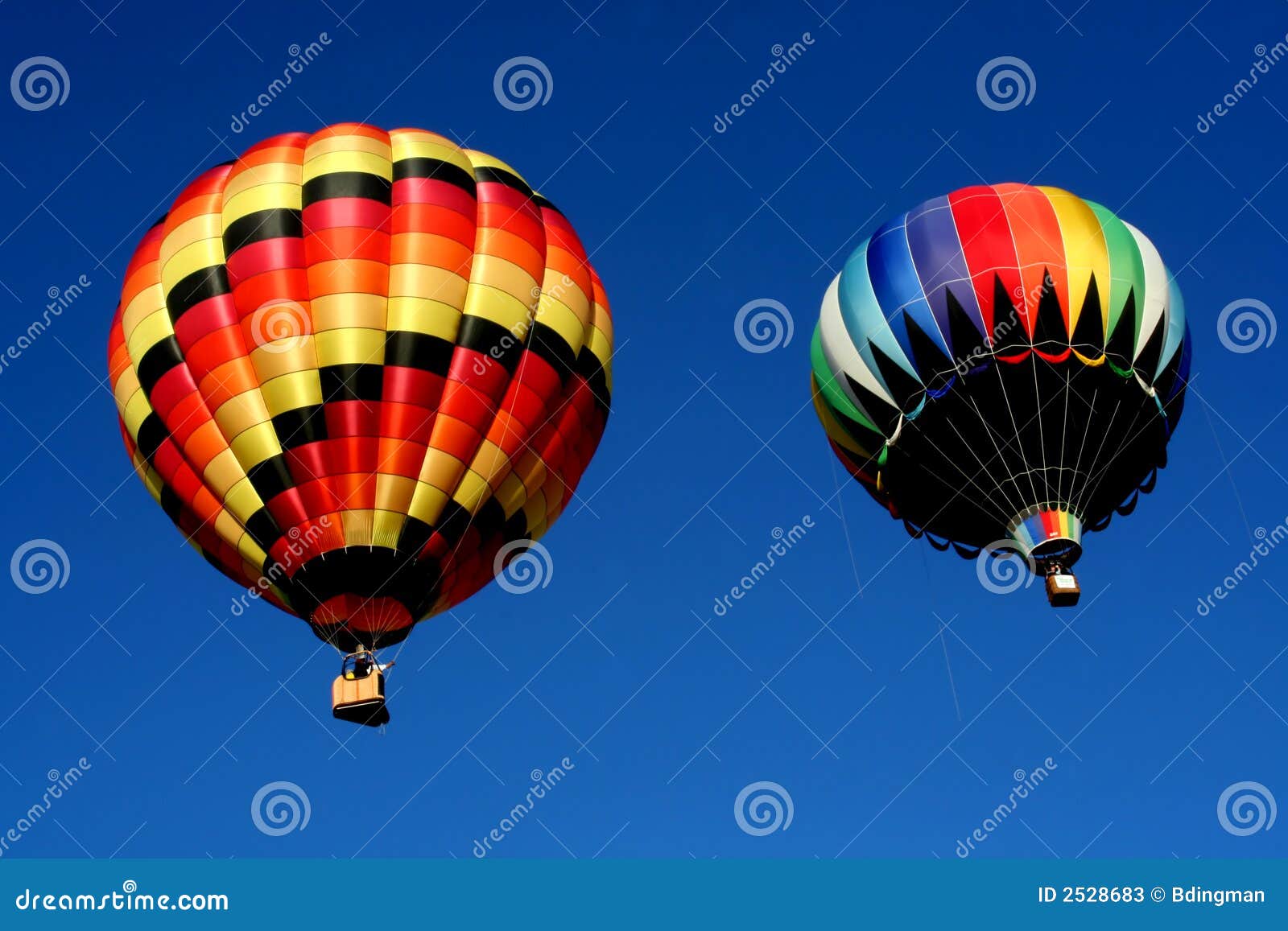 Two Hot Air Balloons stock image. Image of stripes, balloons - 2528683