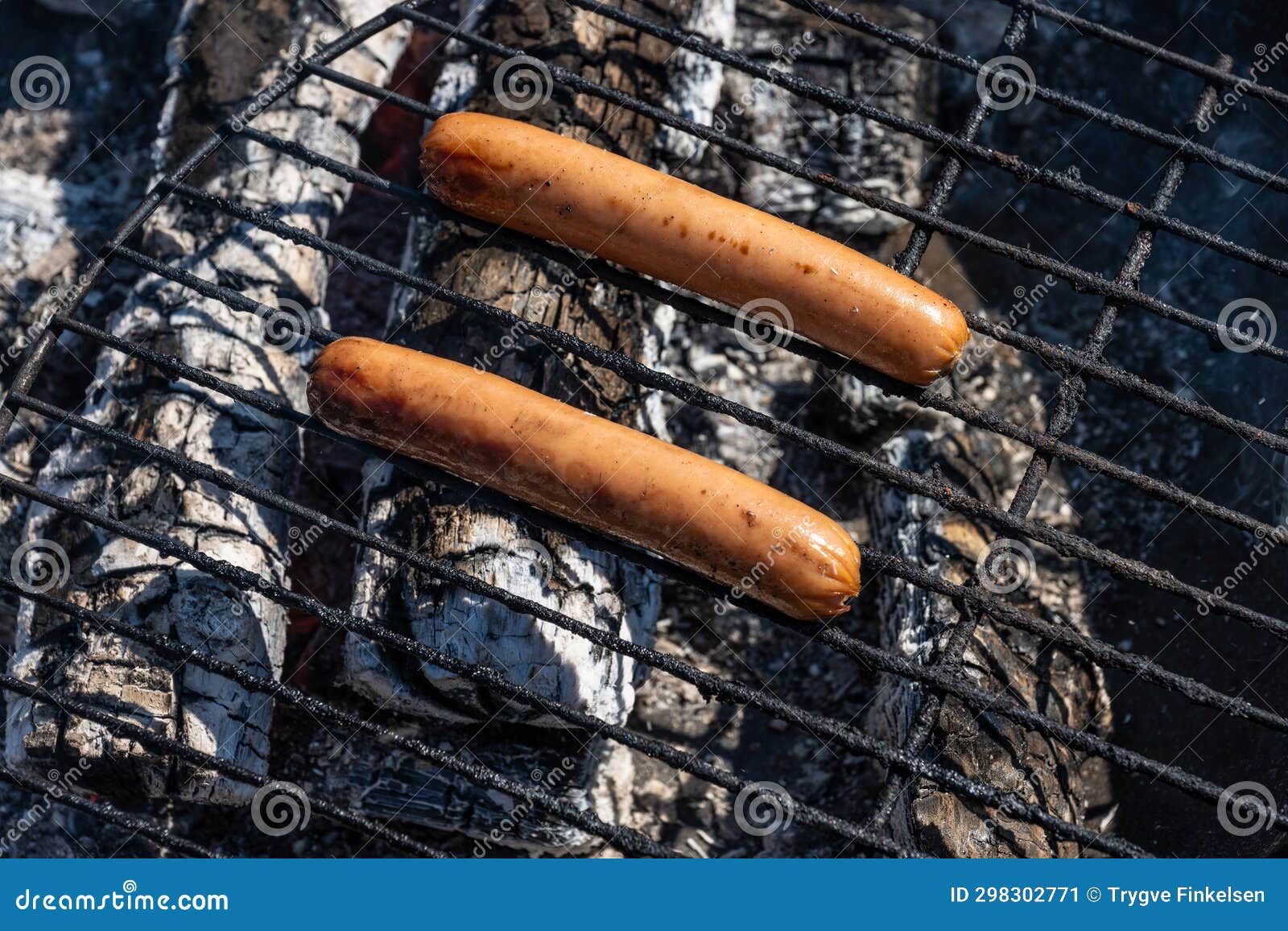Two Hot Dogs on a Barbecue.. Stock Image - Image of smoke, cooking ...