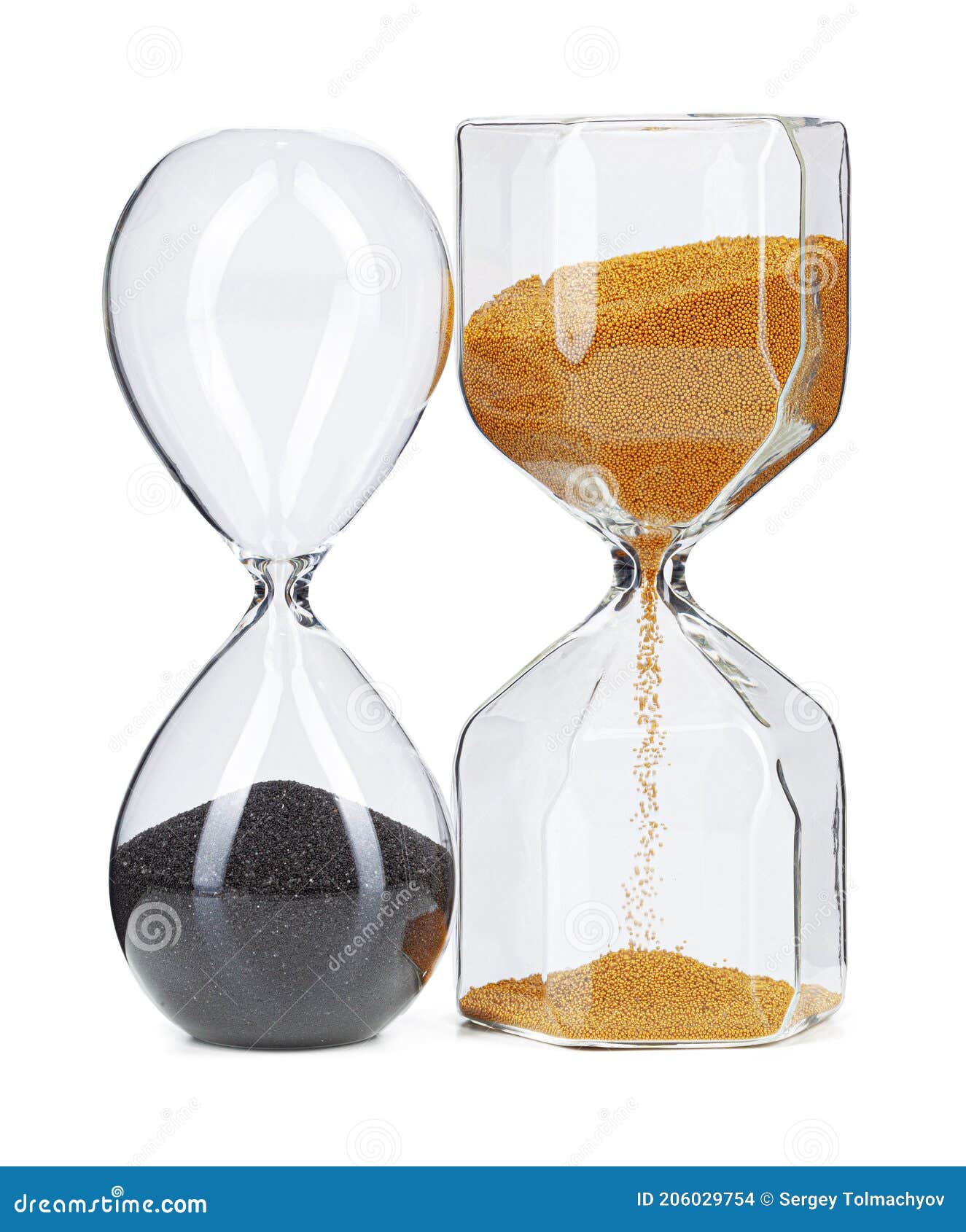 Two Hourglass Isolated on White Background Front View Stock Photo ...