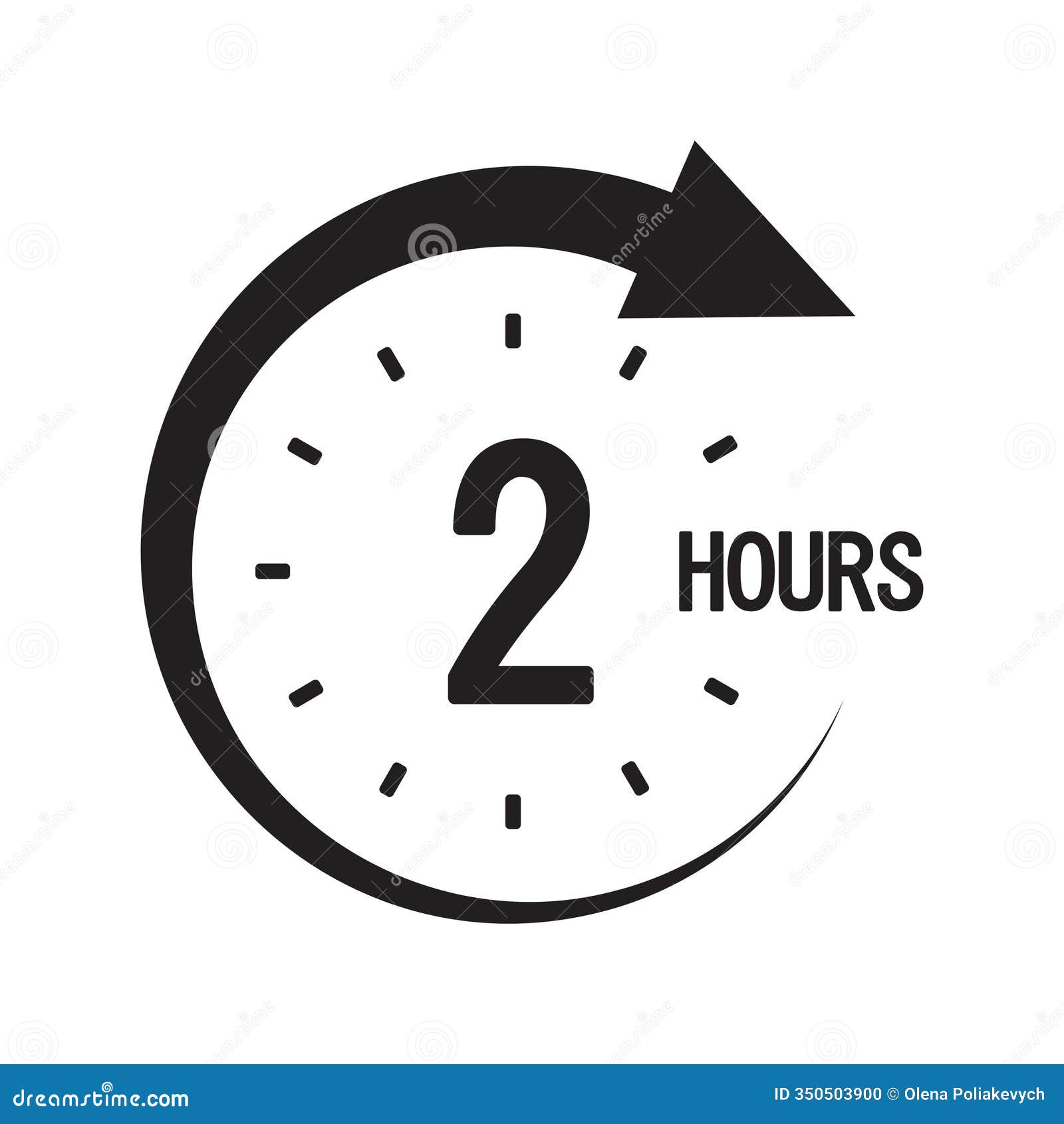 Two Hours Symbol. Bold Number Two. Time Countdown Vector. Circular ...