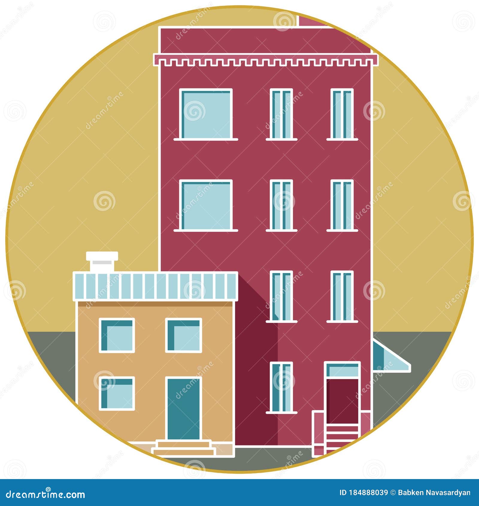 Two Houses Line Vector Illustration Stock Vector - Illustration of city ...