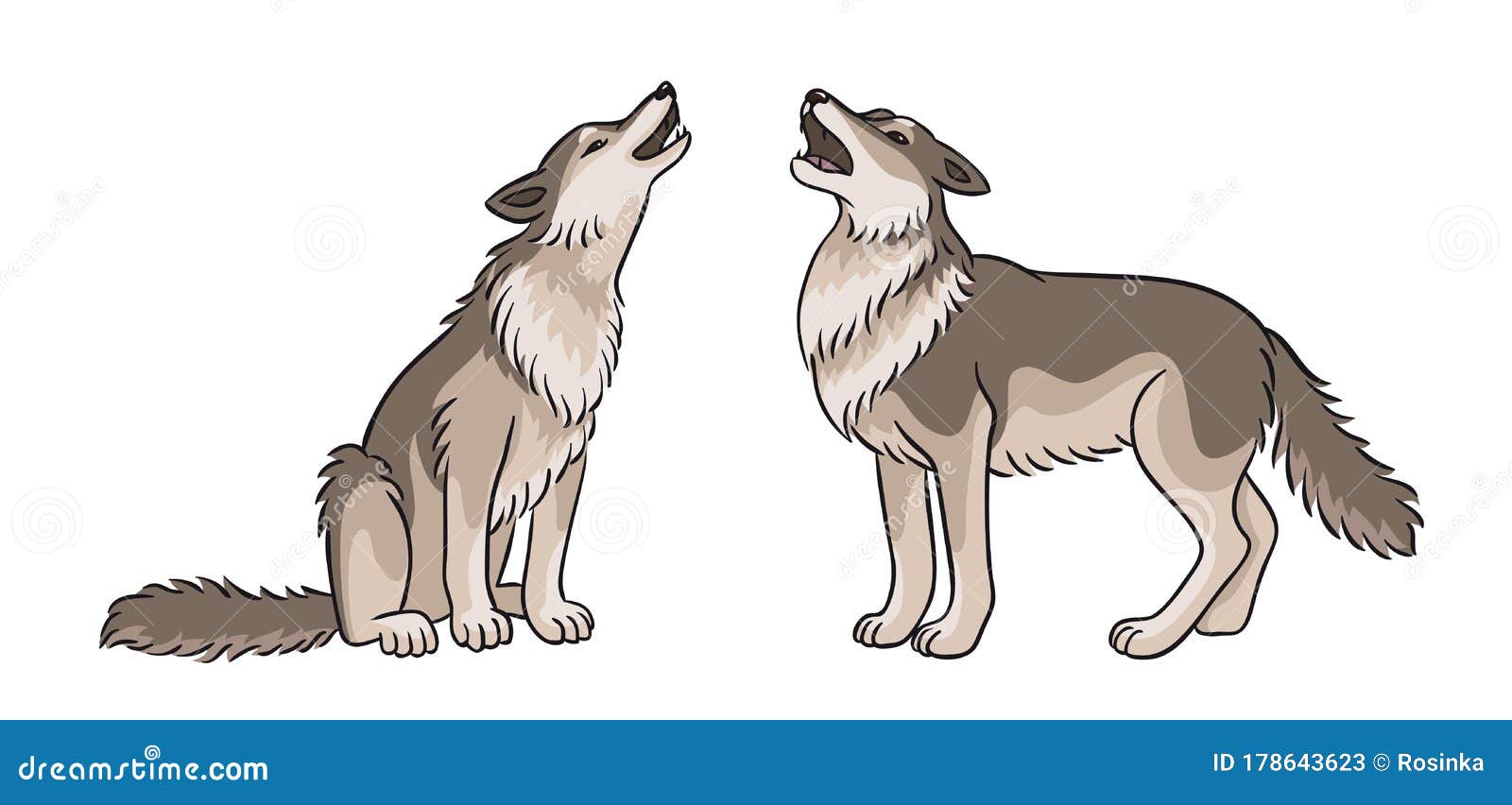 Two Howling Grey Wolves - Vector Illustration Stock Vector ...
