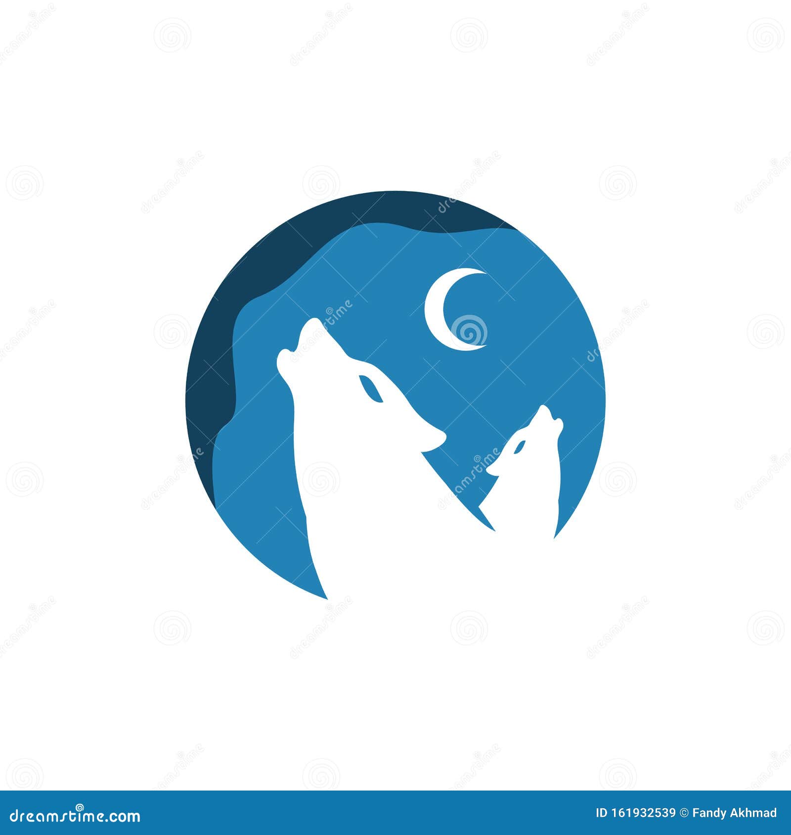 Two Howling Wolf Logo Design Vector Sign Concept Illustration Stock ...