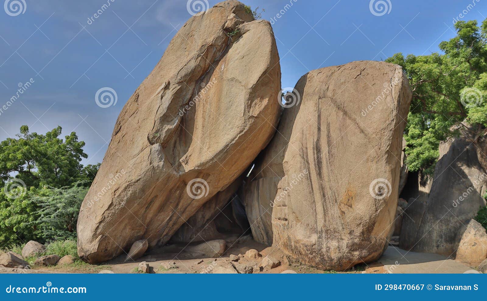 Two Huge Rocks Formed a Natural Stone Cave Formation Stock Image ...