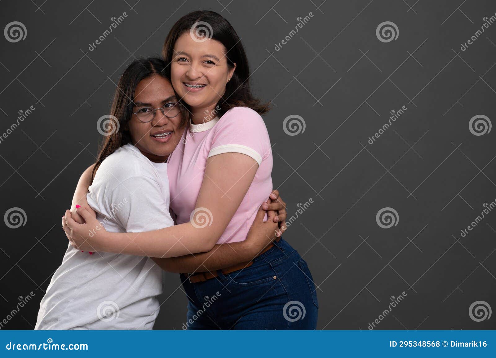 Two Hugging Young People with Smiling Stock Photo - Image of adult ...