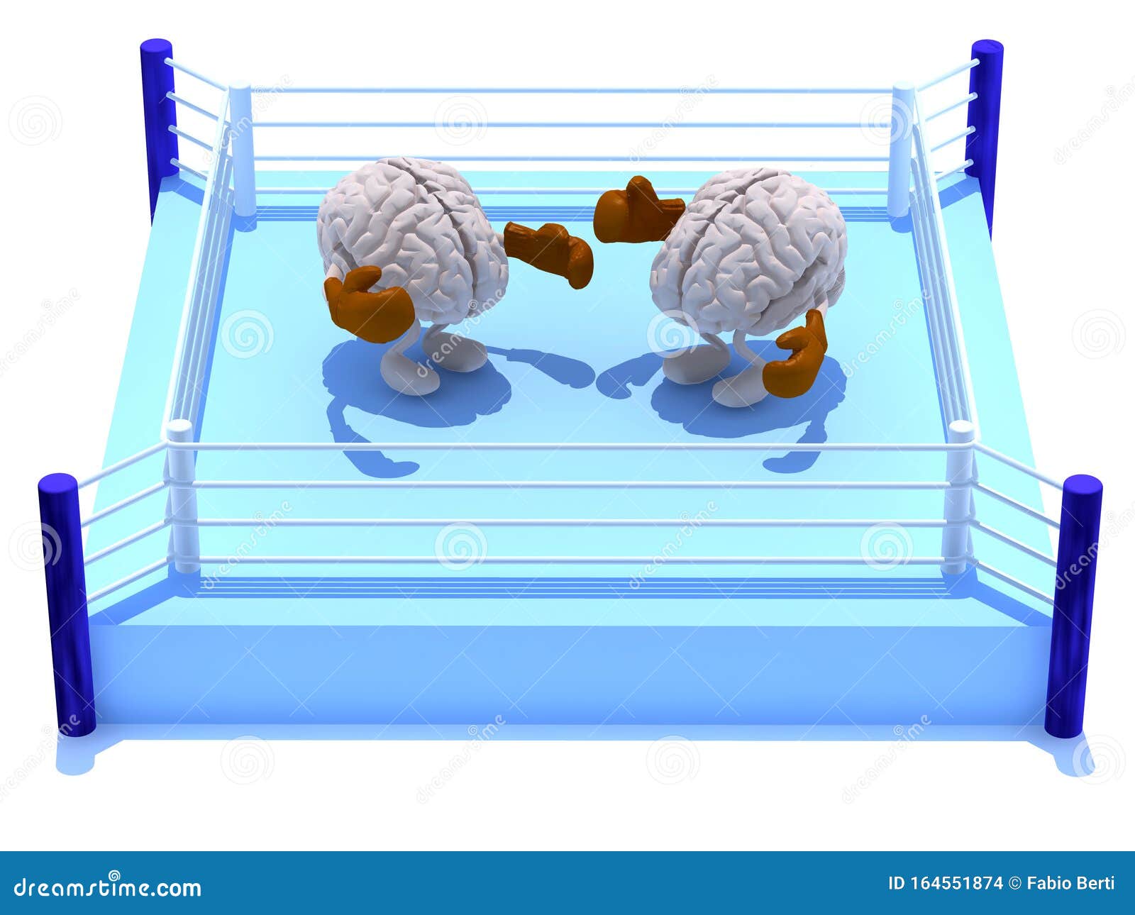 Two Human Brains with Boxing Gloves in a Fight on a Boxing Ring Stock ...