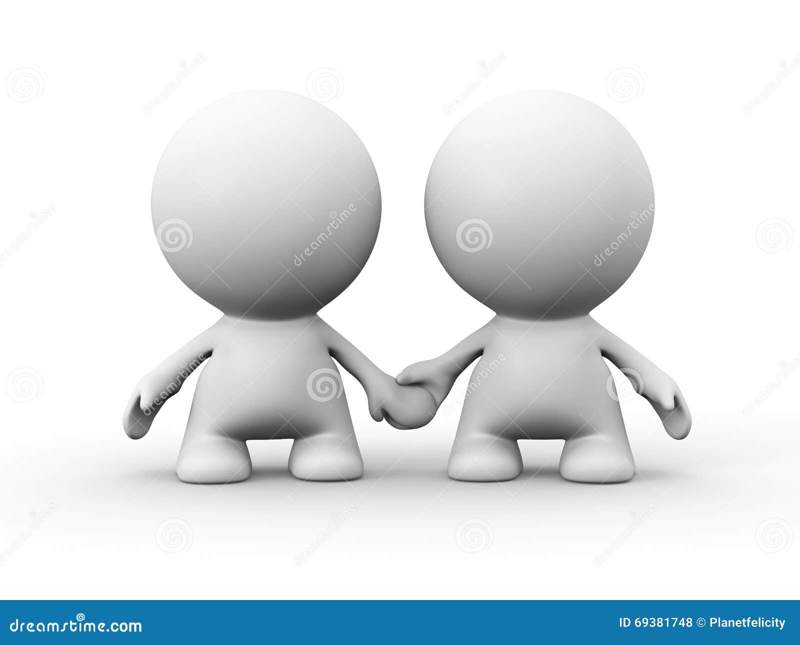 Two Human Characters in White Holding Hands Stock Illustration ...