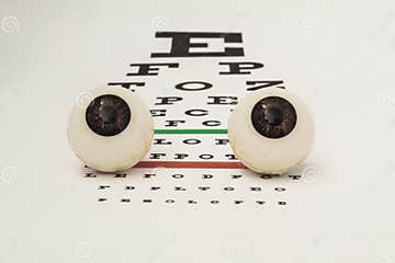 Two Human Eyeballs Lie on the Table for Testing Visual Acuity Front ...