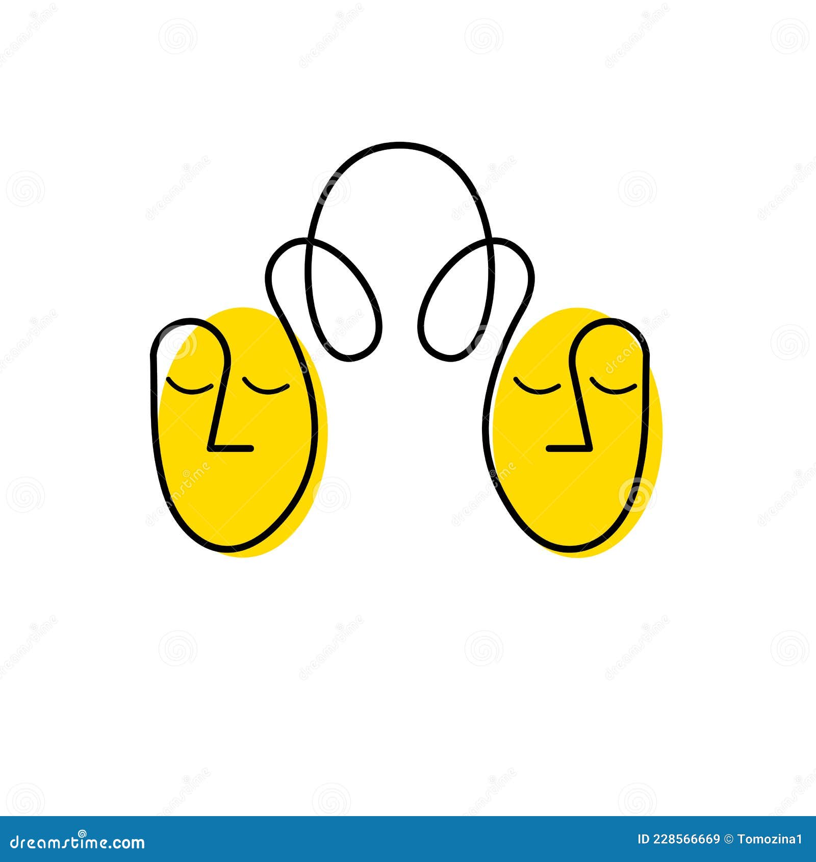 Two Human Faces Connected by One Continuous Line Stock Vector ...