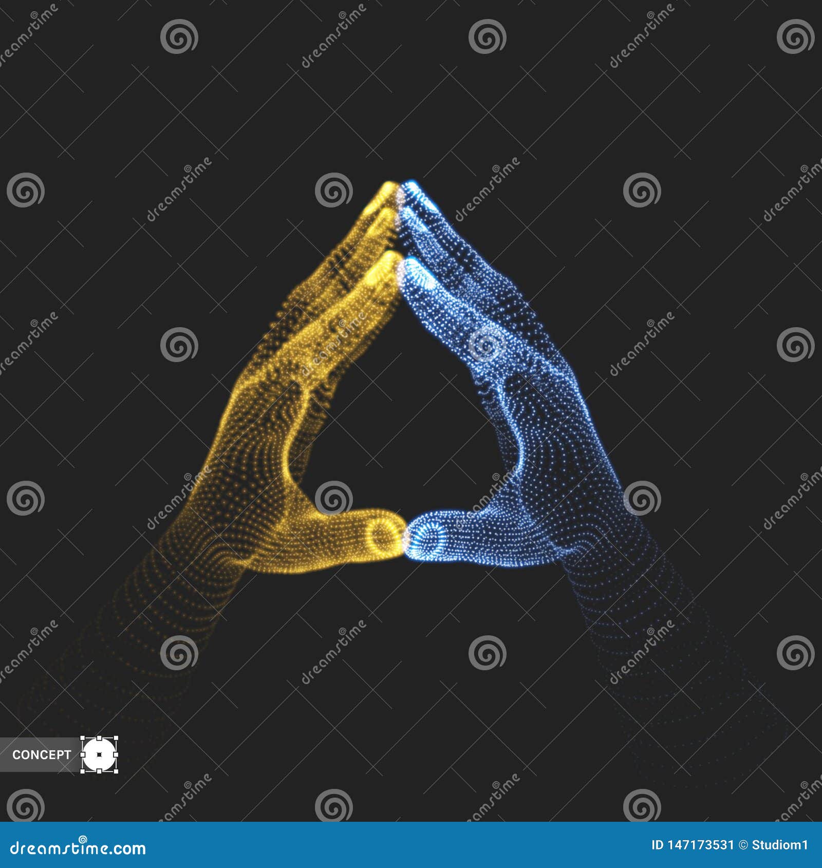 Two Human Hands. Connection Structure. Business Concept Stock Vector ...