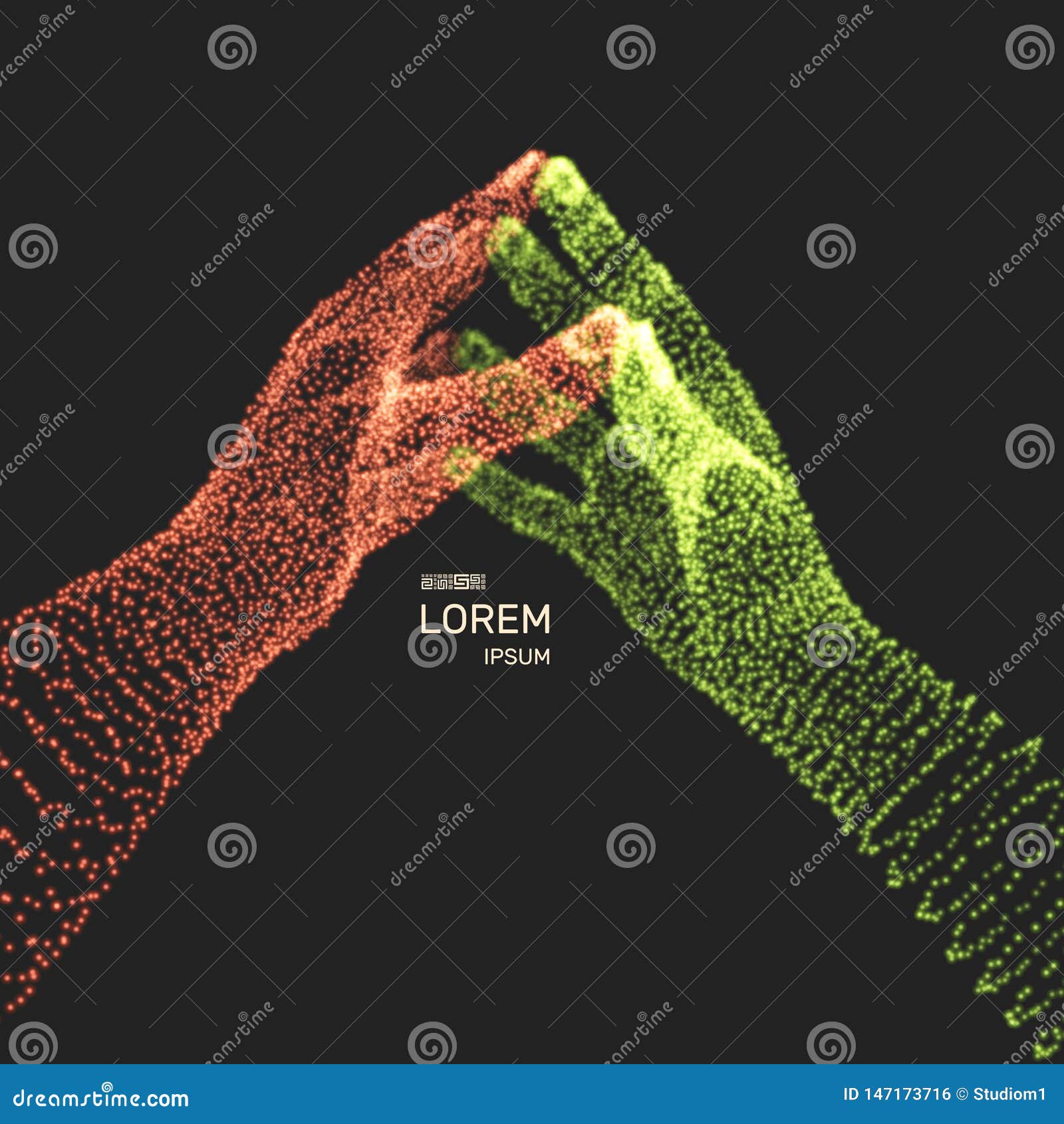 Two Human Hands. Connection Structure. Business Concept Stock Vector ...