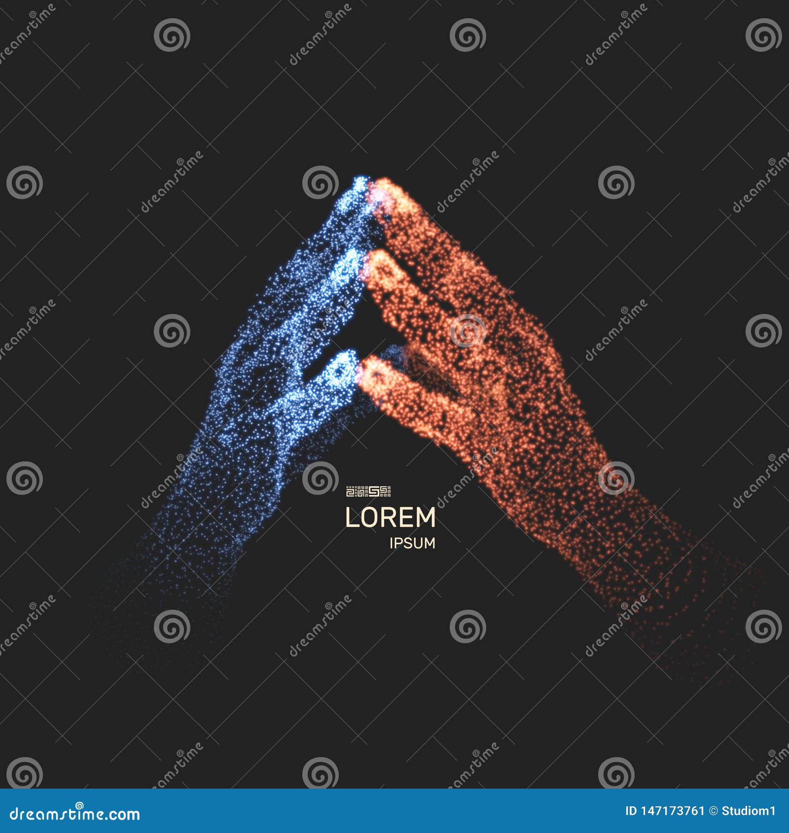 Two Human Hands. Connection Structure. Business Concept Stock Vector ...