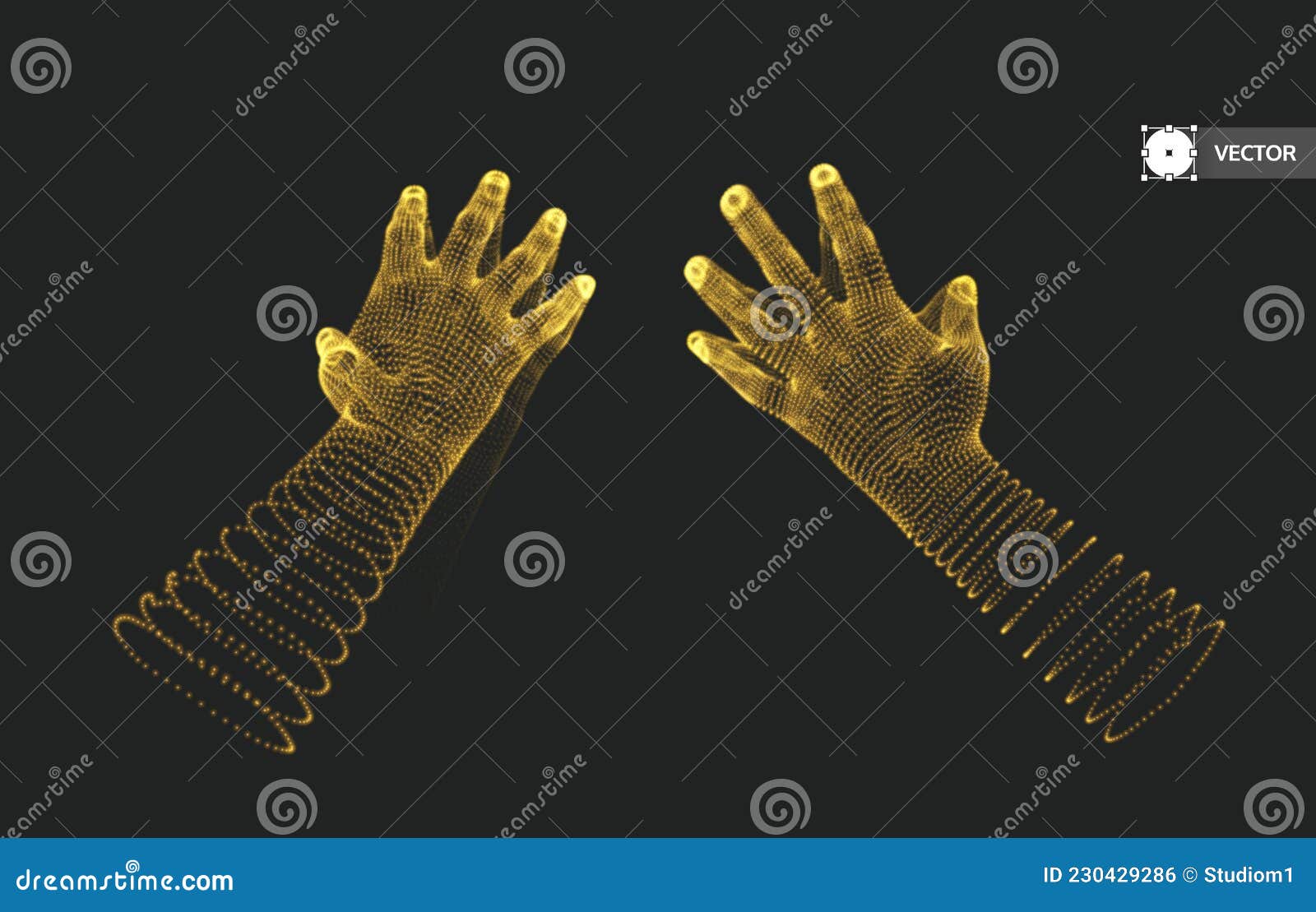 Two Human Hands. Connection Structure. Business Concept Stock Vector ...