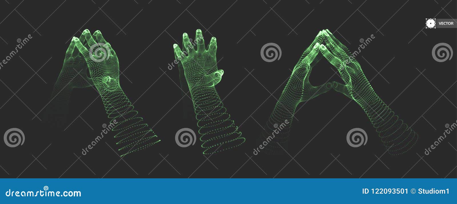 Two Human Hands. Connection Structure. Business Concept Stock Vector ...