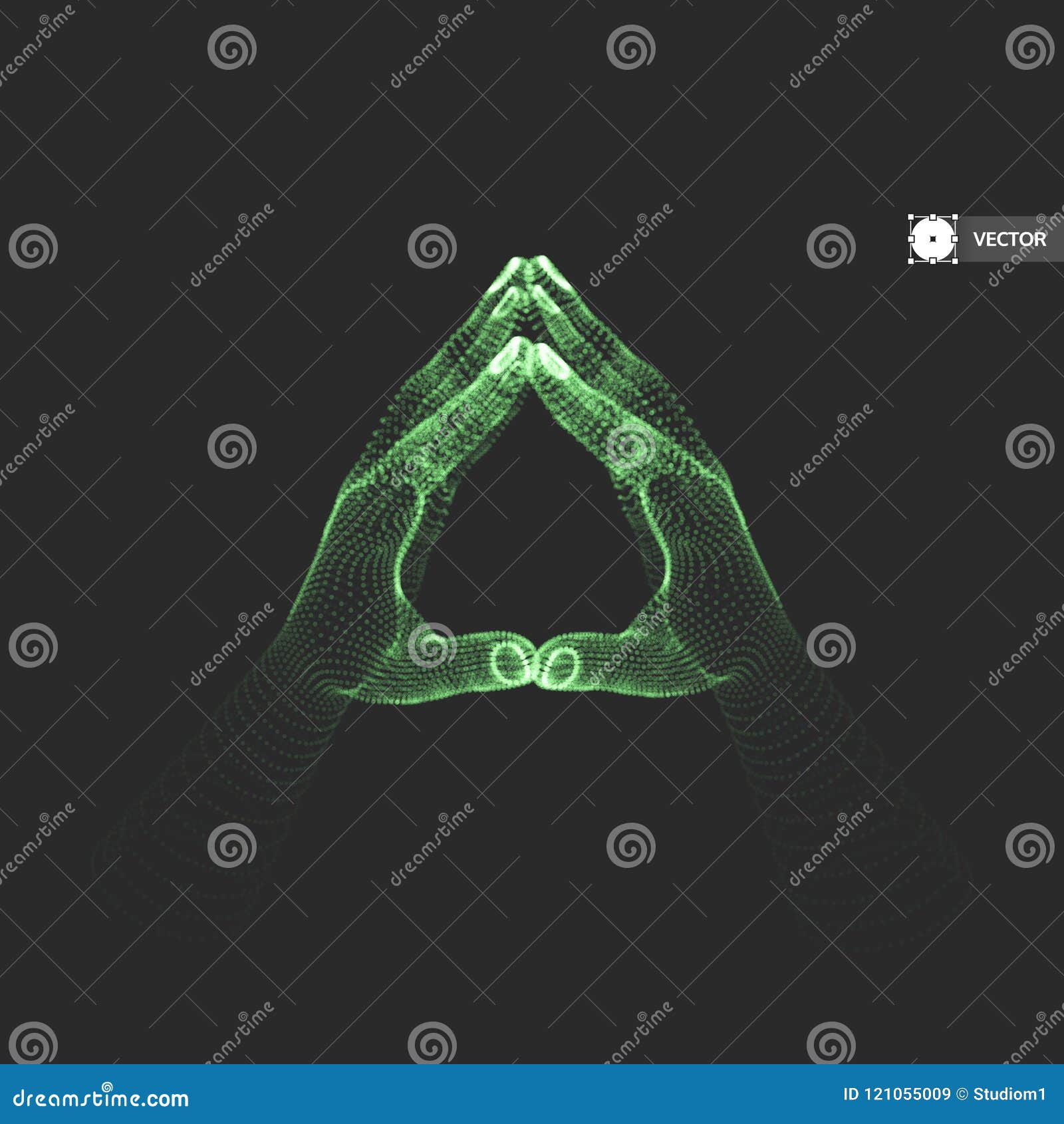 Two Human Hands. Connection Structure. Business Concept. 3D Vector ...