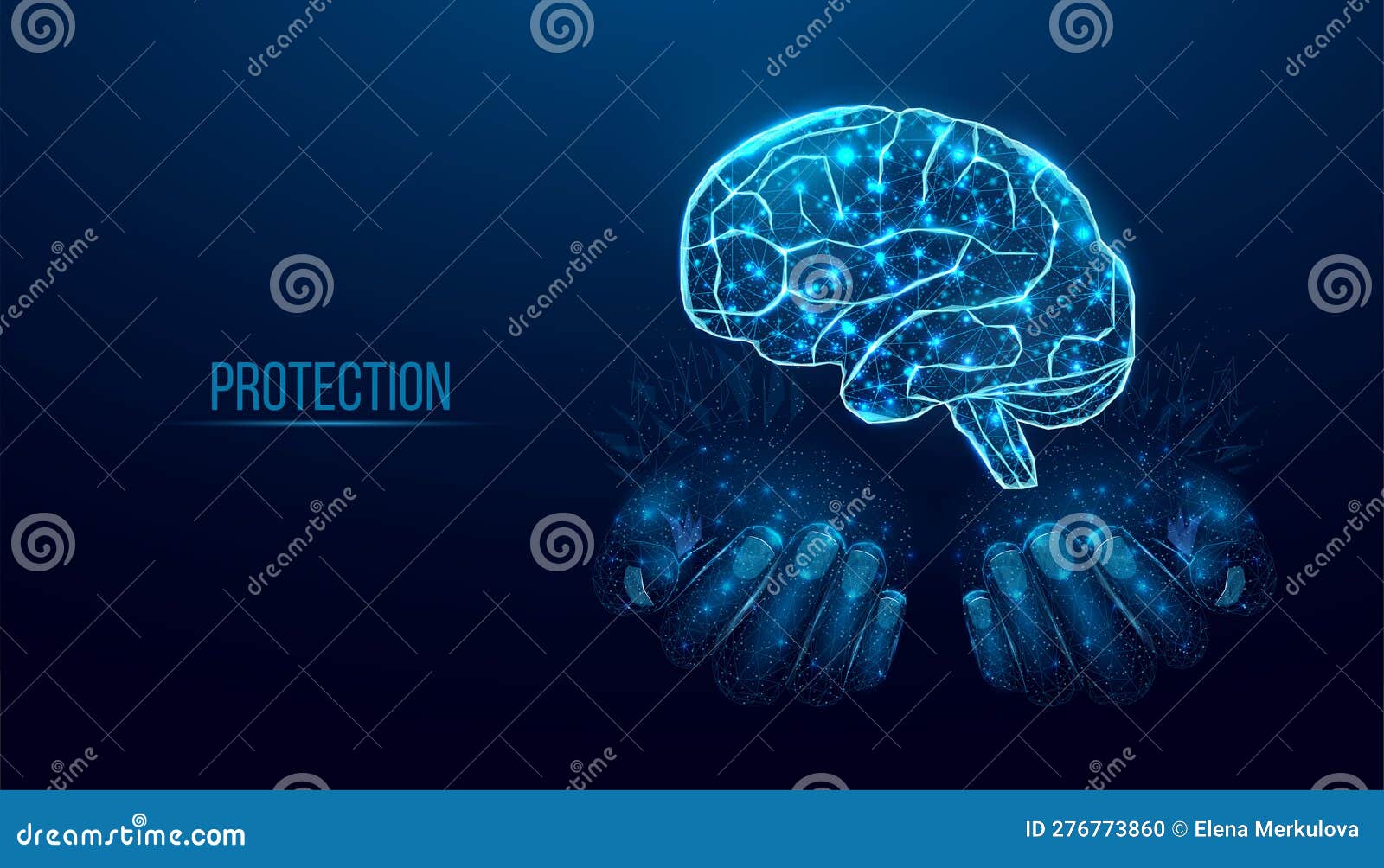 Two Human Hands are Holds Human Brain. Support Healthy Brain Concept ...