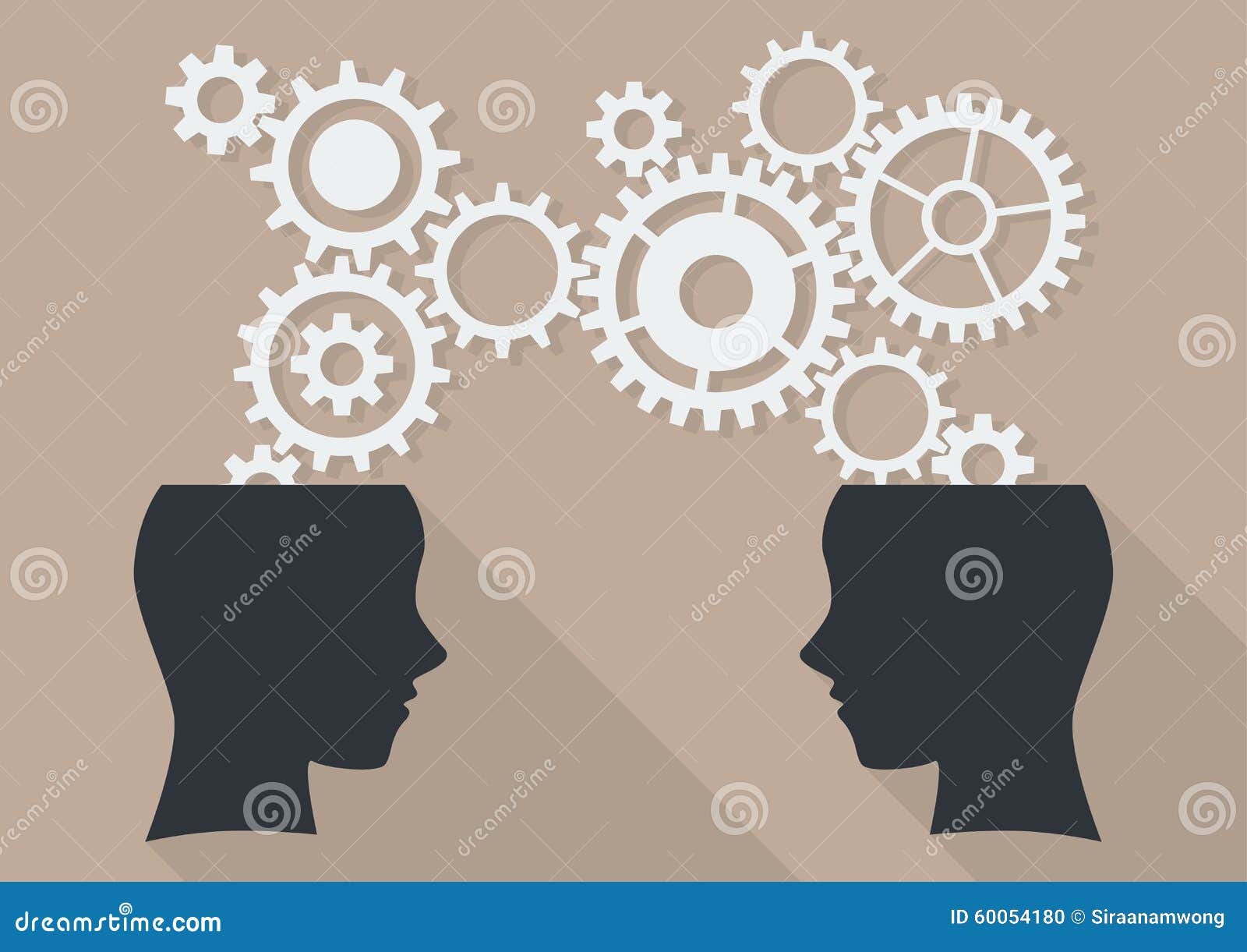 Two Human Head Thinking a New Idea Stock Vector - Illustration of ...