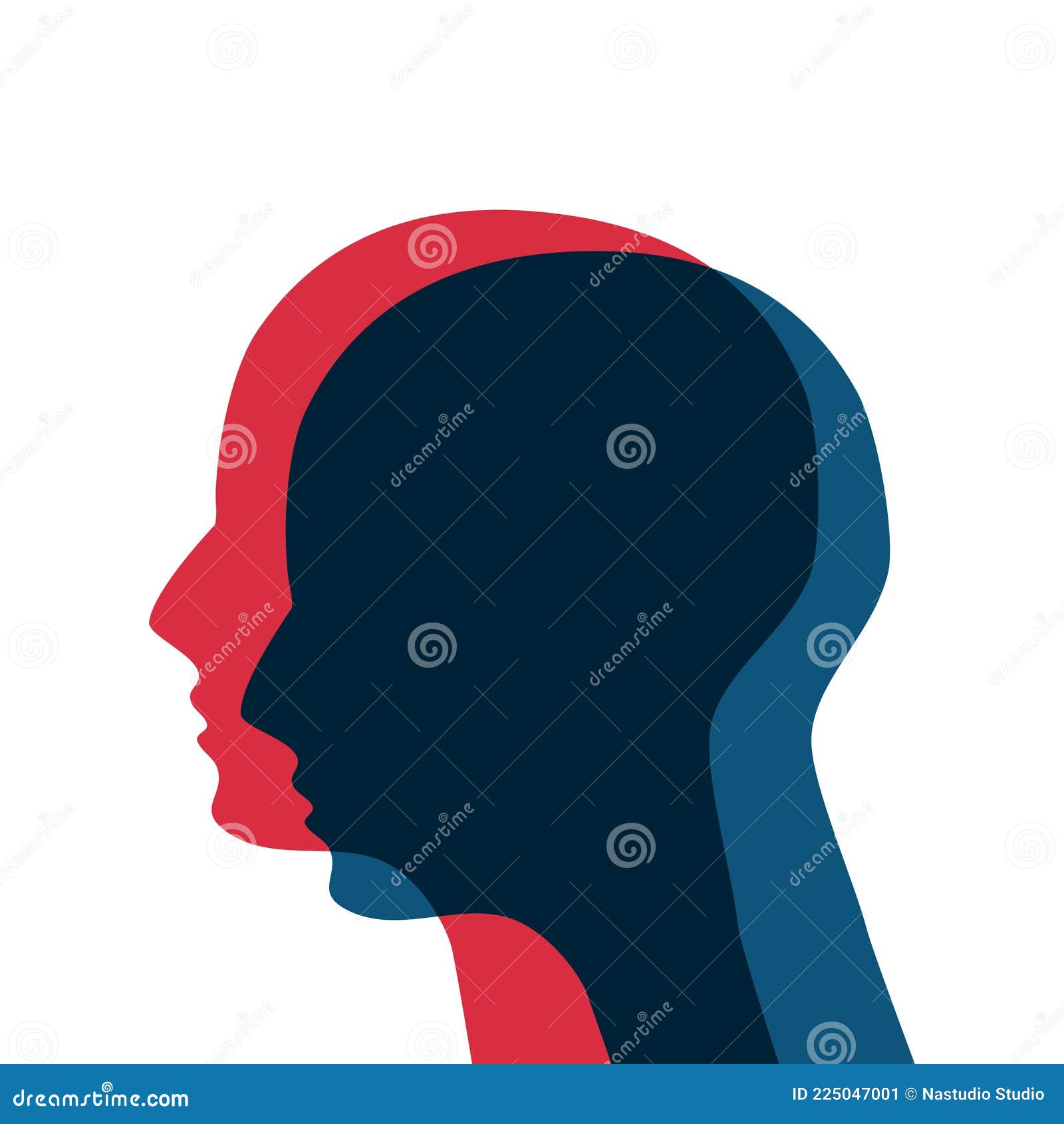 Two Human Heads. the Concept of Feeling Two Different Emotions in One ...