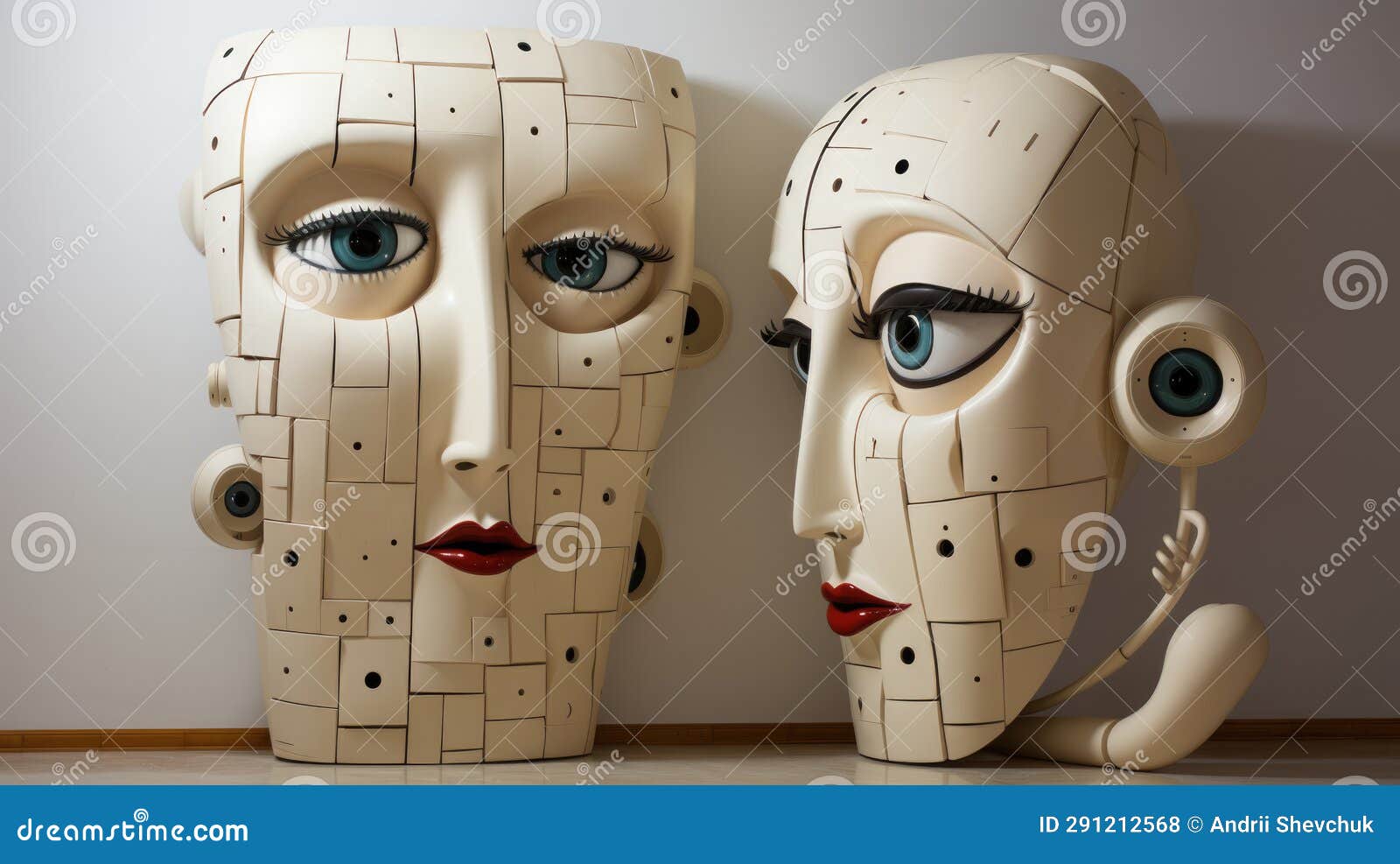 Two Human Heads with Different Facial Expressions in a Conceptual Image ...
