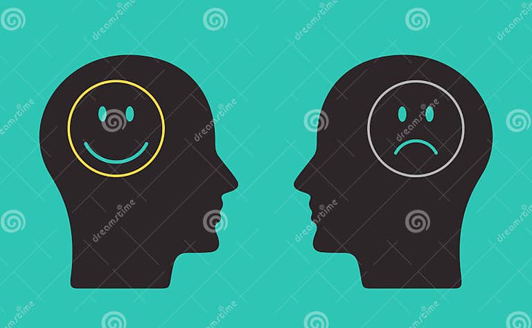 Two Human Heads with Opposite Thinking. the Concept of Chaos and Order ...