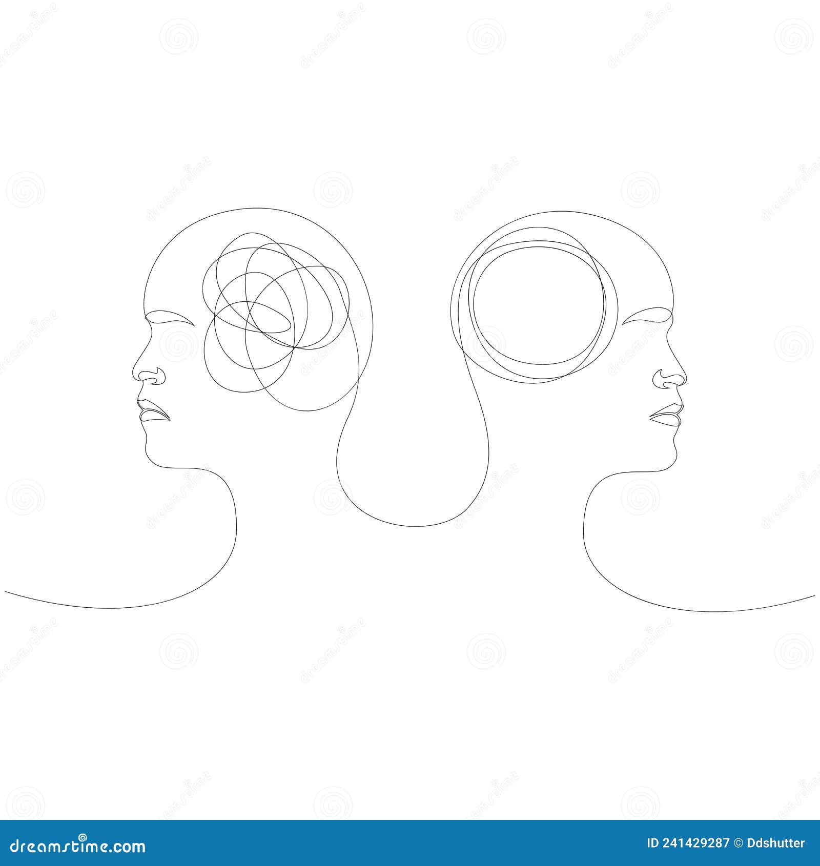 Two Human Heads with Opposite Thinking. the Concept of Chaos and Order ...