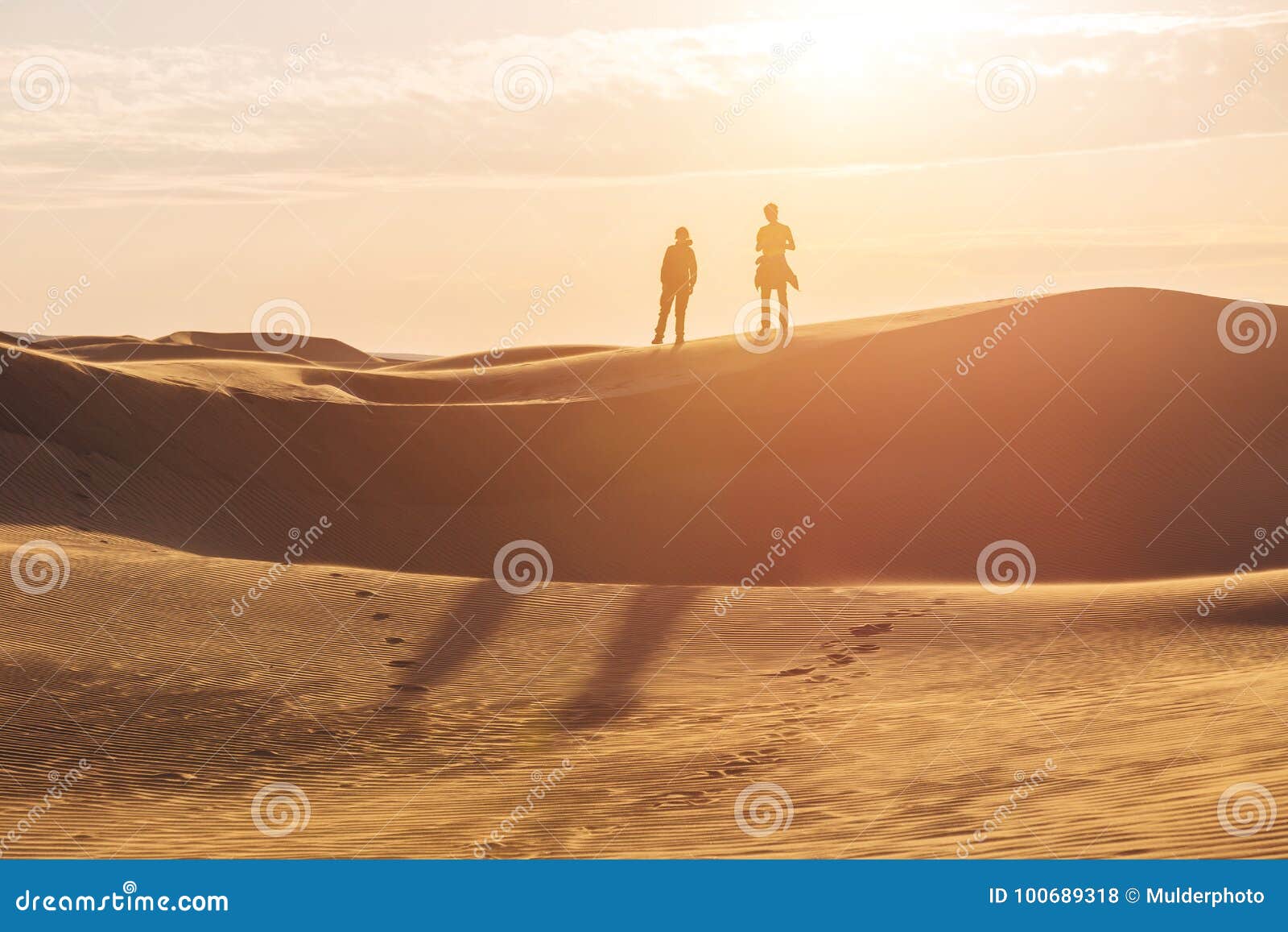 Two Human Silhouettes in the Sand Desert Editorial Stock Photo - Image ...