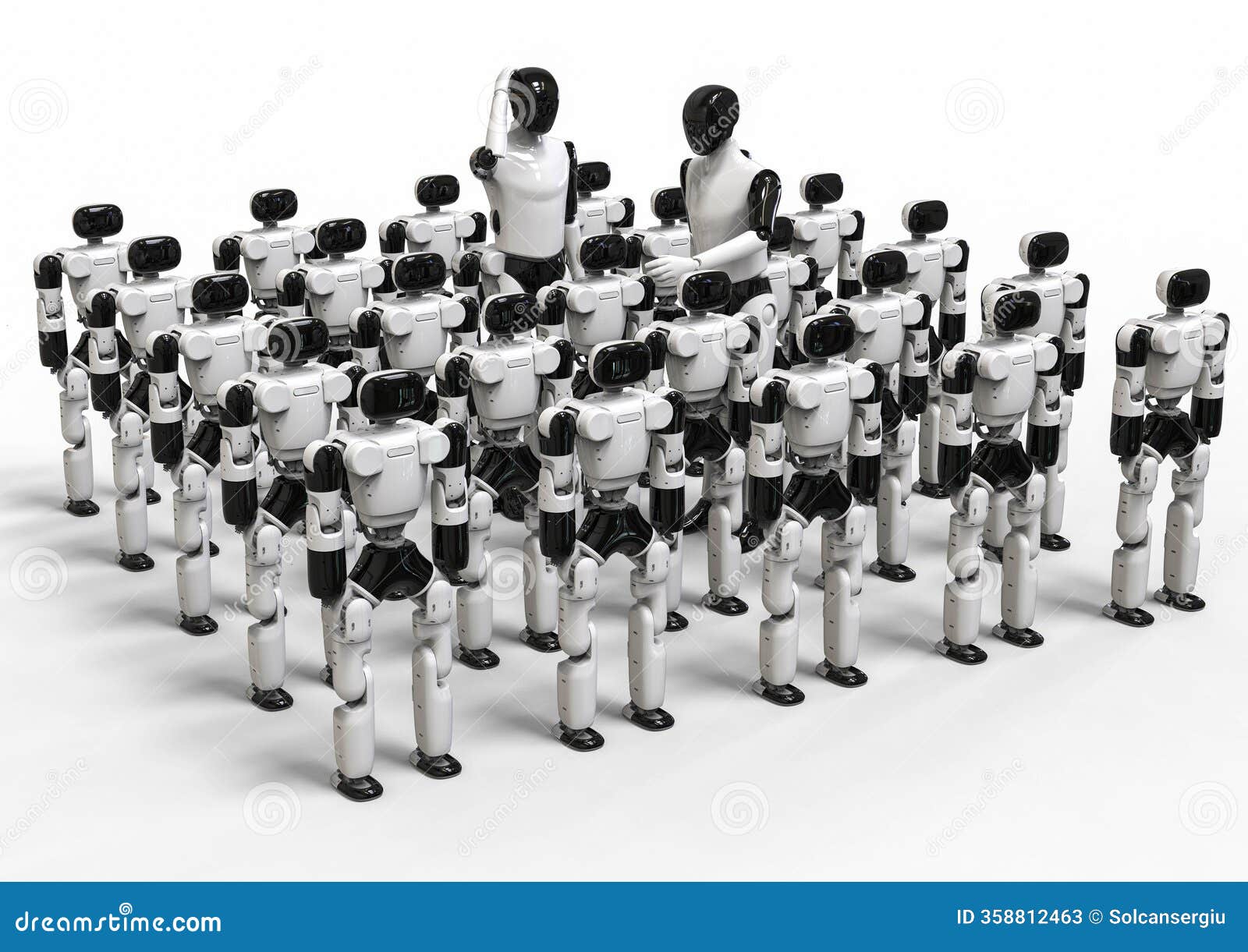 Two Humanoid Robots Teaching Mini Robots Stock Image | CartoonDealer ...